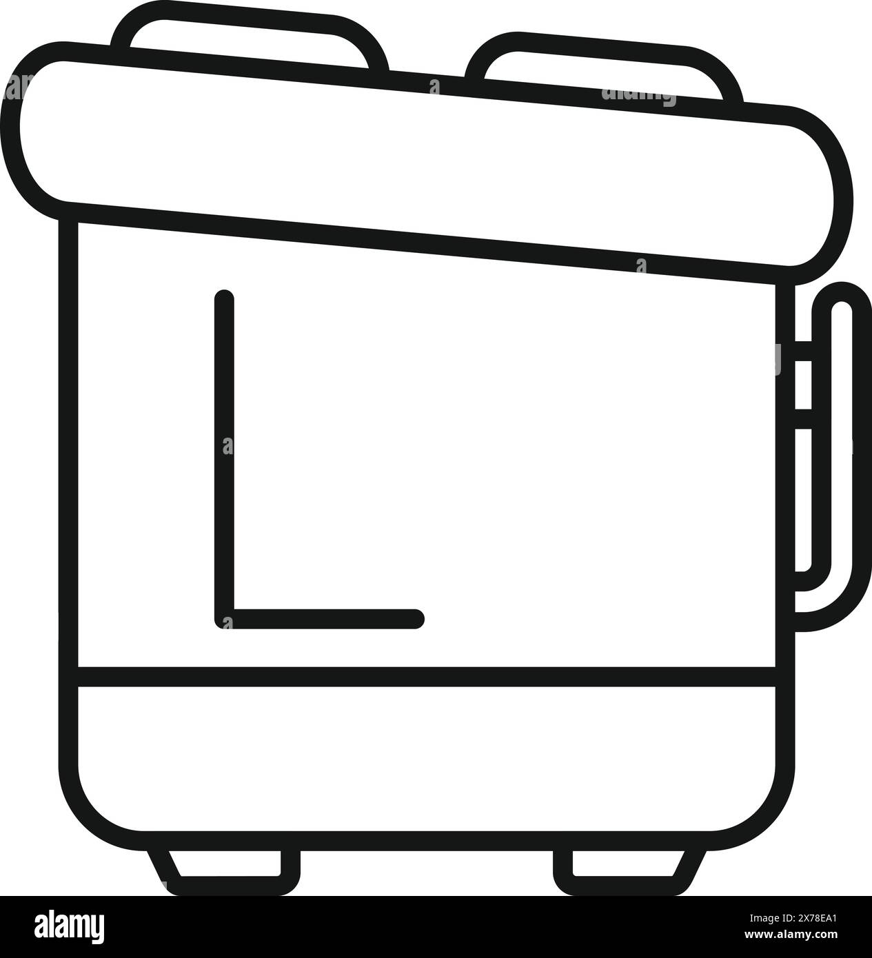 Black and white line drawing of a simple contemporary toaster, isolated ...