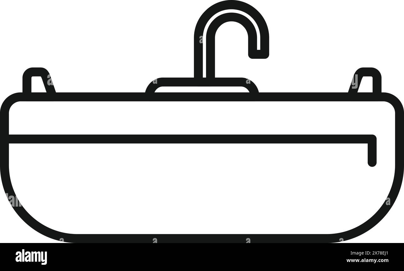 Black and white vector drawing of a contemporary bathroom sink with ...