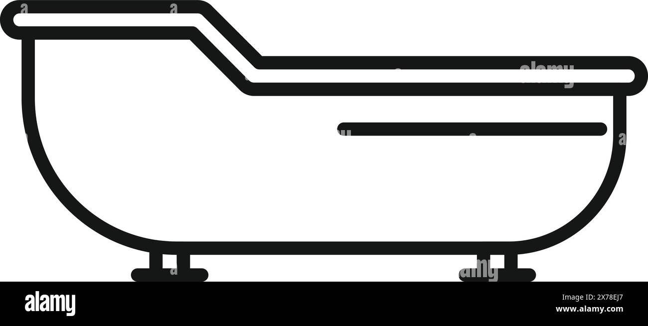 Clean, simple line drawing of a bathtub, perfect for icons or ...