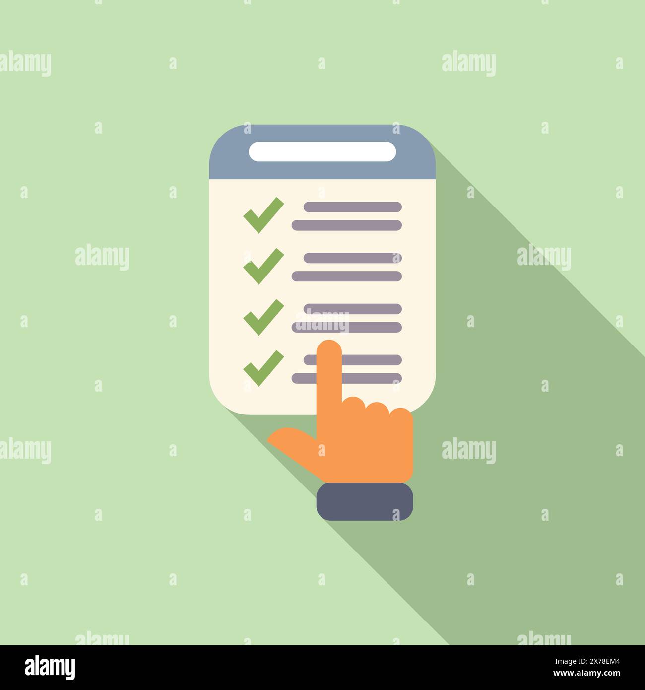 Flat design illustration of a hand selecting items on a digital ...