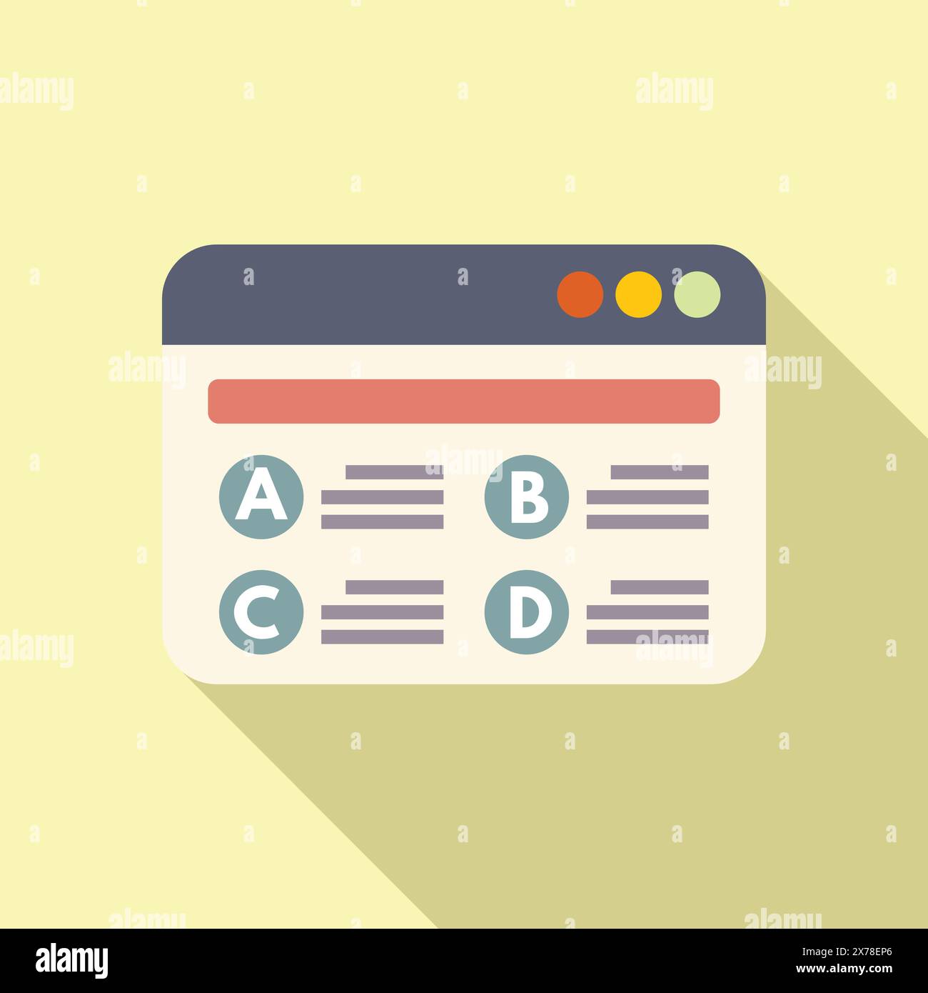 Vector illustration of a simplified web browser window with shadow ...