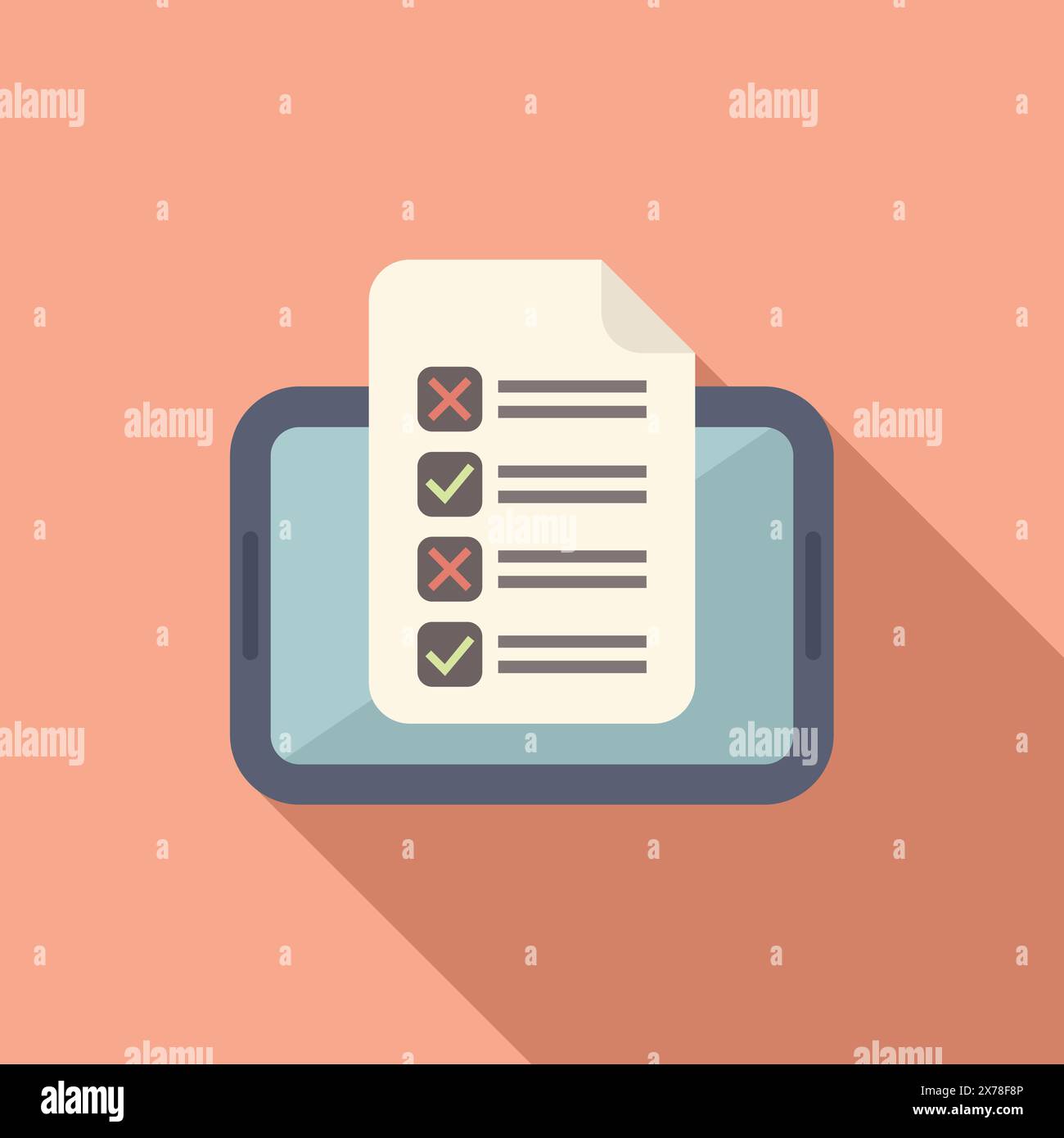 Illustrated online survey checklist with tablet and mobile device icons ...