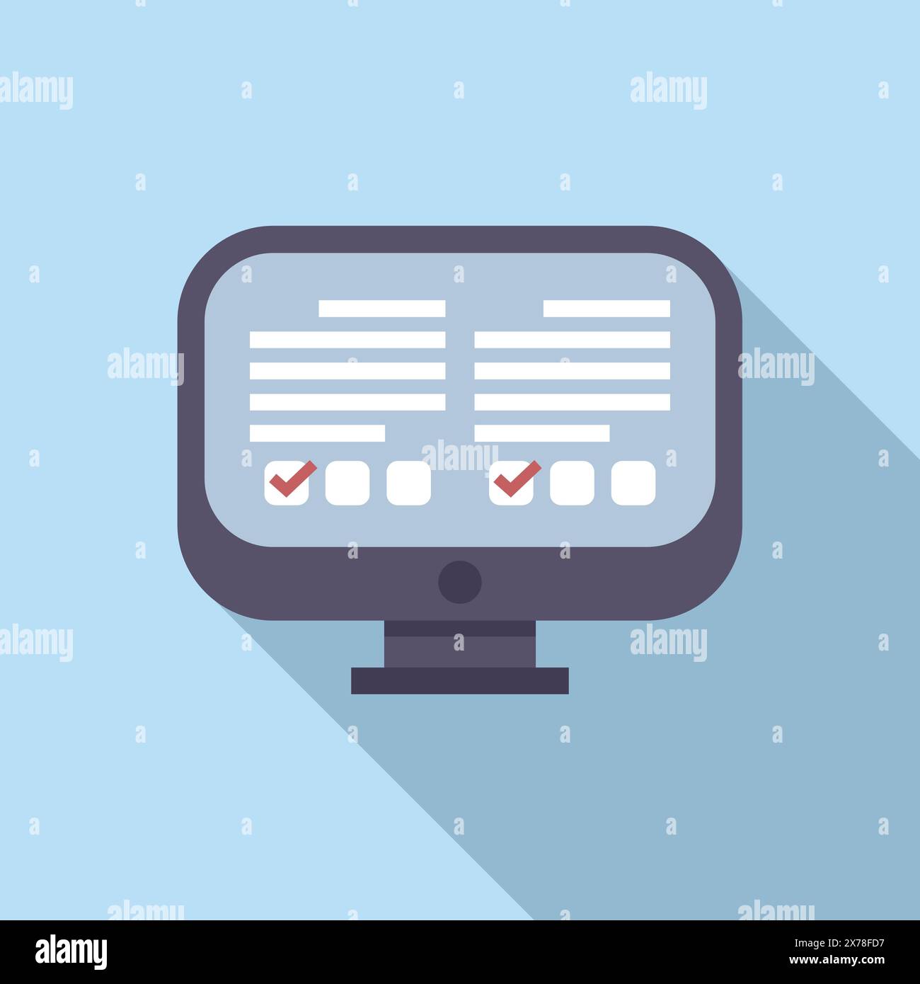 Flat design vector illustration of a desktop computer monitor with ...