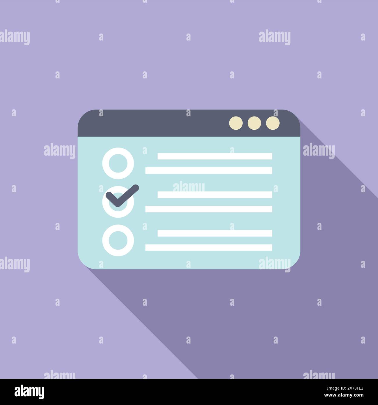 Flat design illustration of a checklist icon with a check mark on a ...