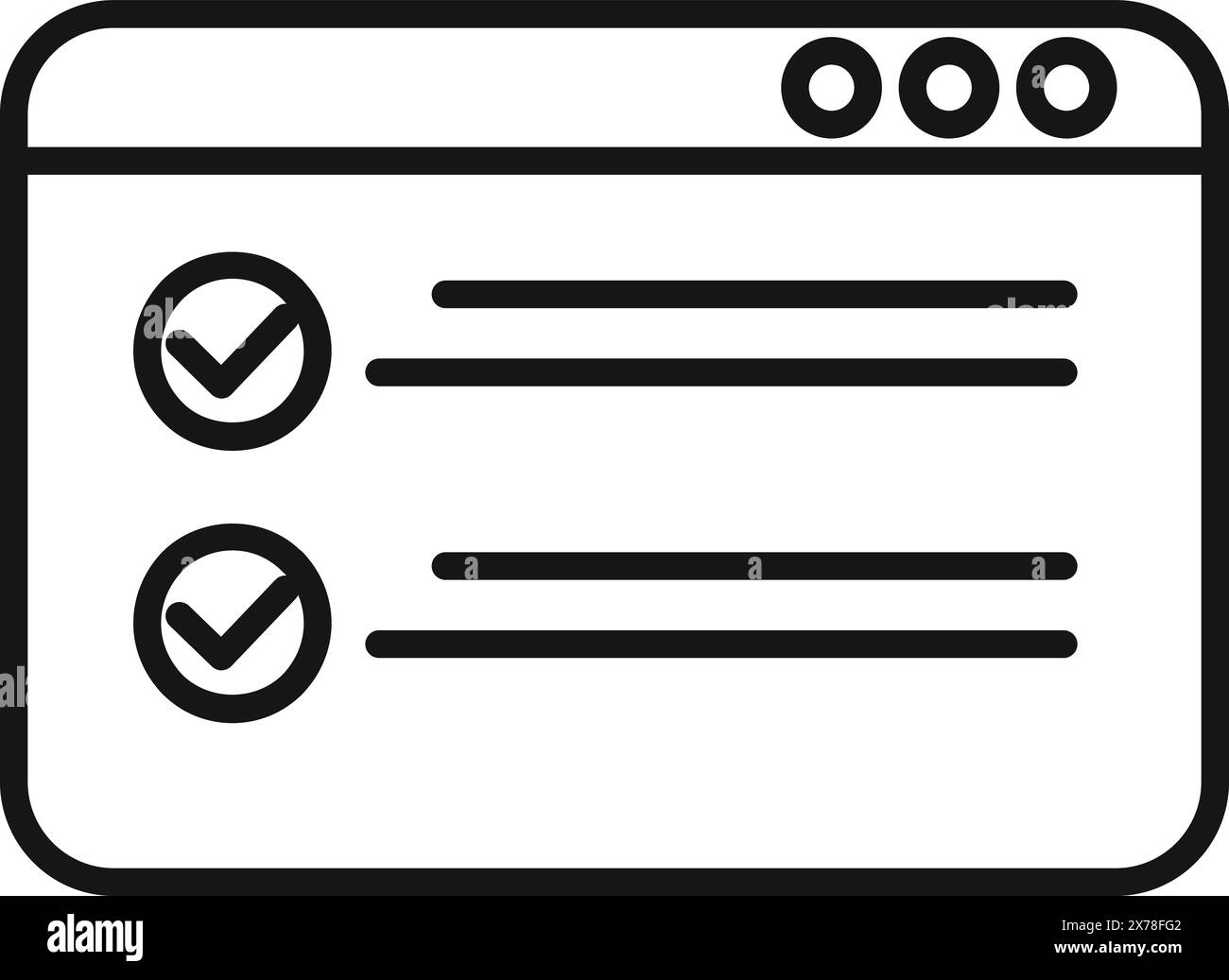 Simplified black outline vector illustration of a web browser with ...