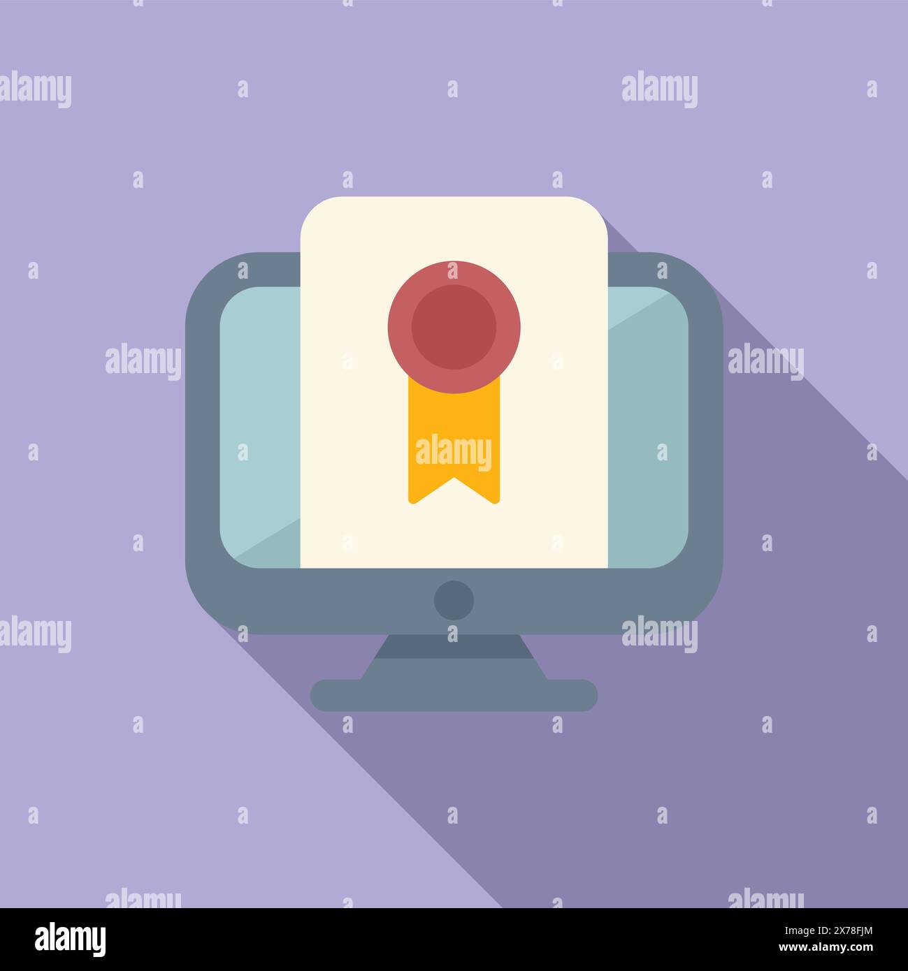 Illustration of a computer monitor showing a digital certificate ...