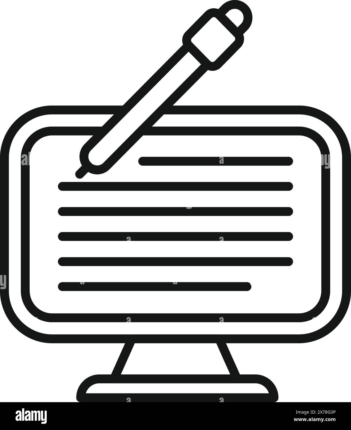 Digital content creation icon in minimalist line art style for graphic ...