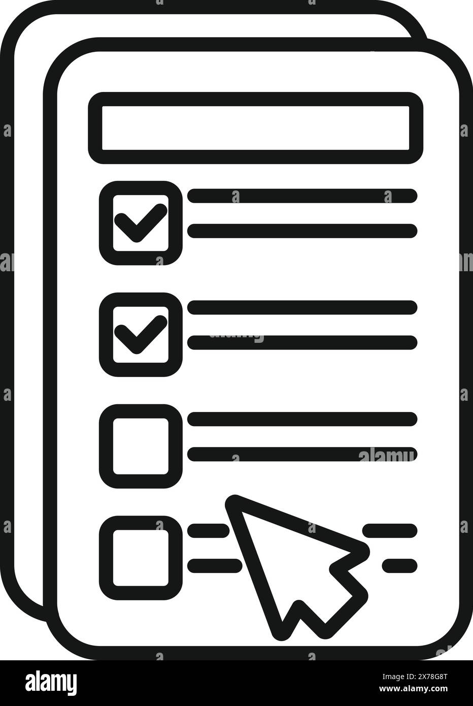 Minimalist online checklist concept icon with cursor and check marks in ...