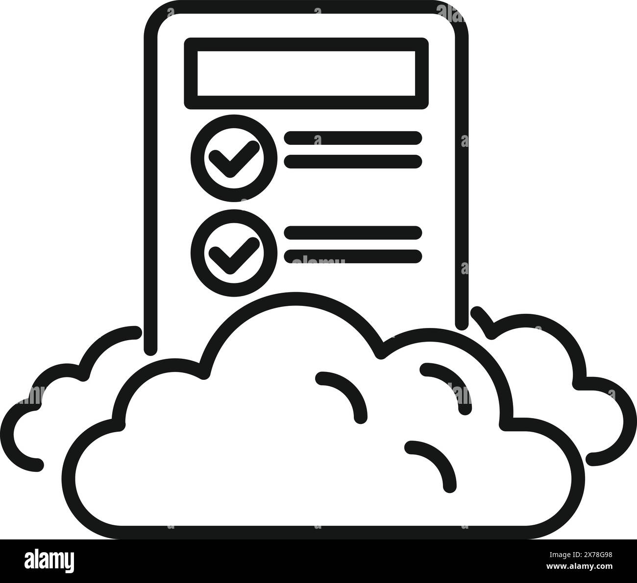 Outline icon depicting a checklist on a cloud, symbolizing cloud ...