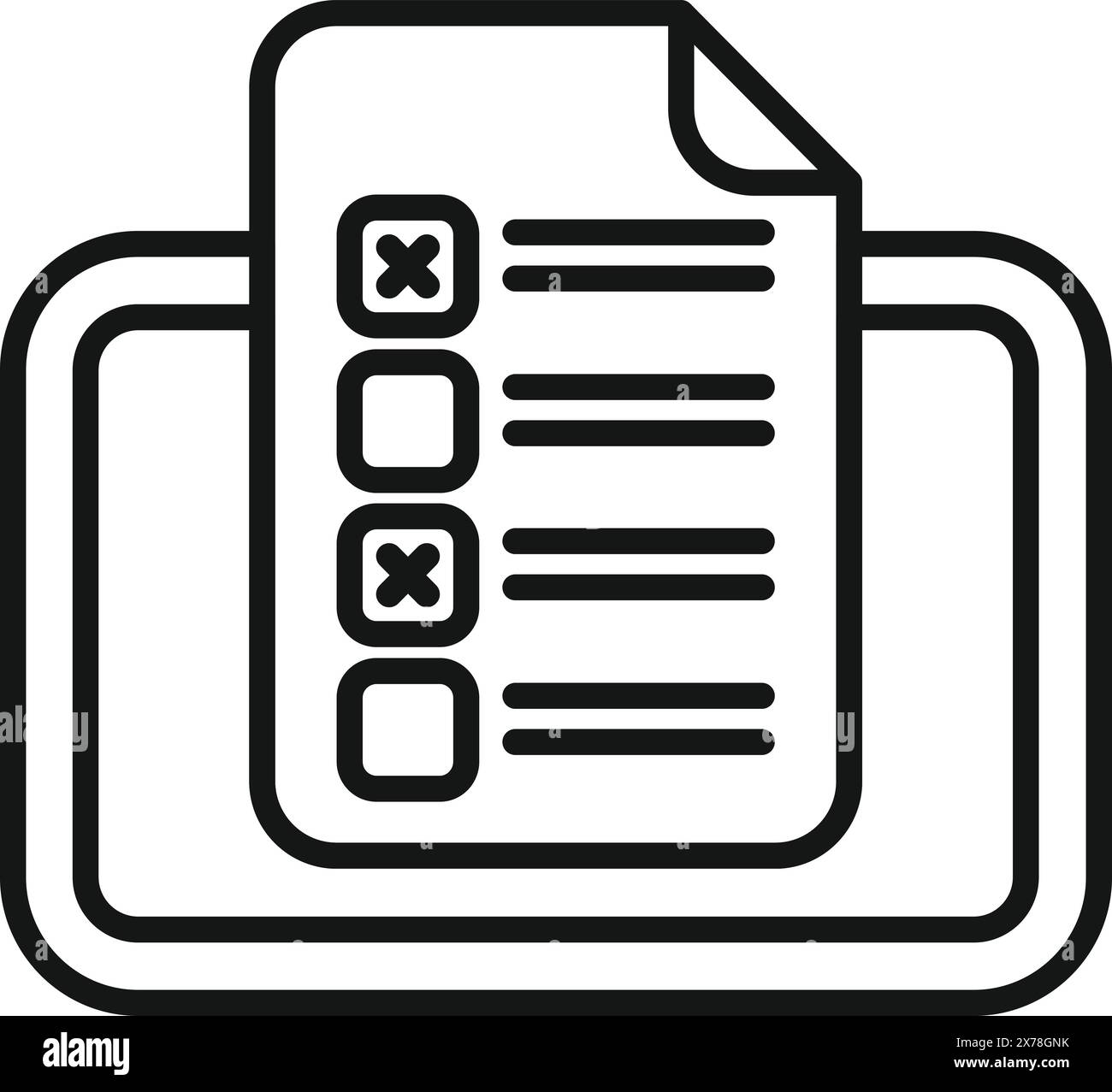 Black and white clipboard with checklist icon in line art vector ...