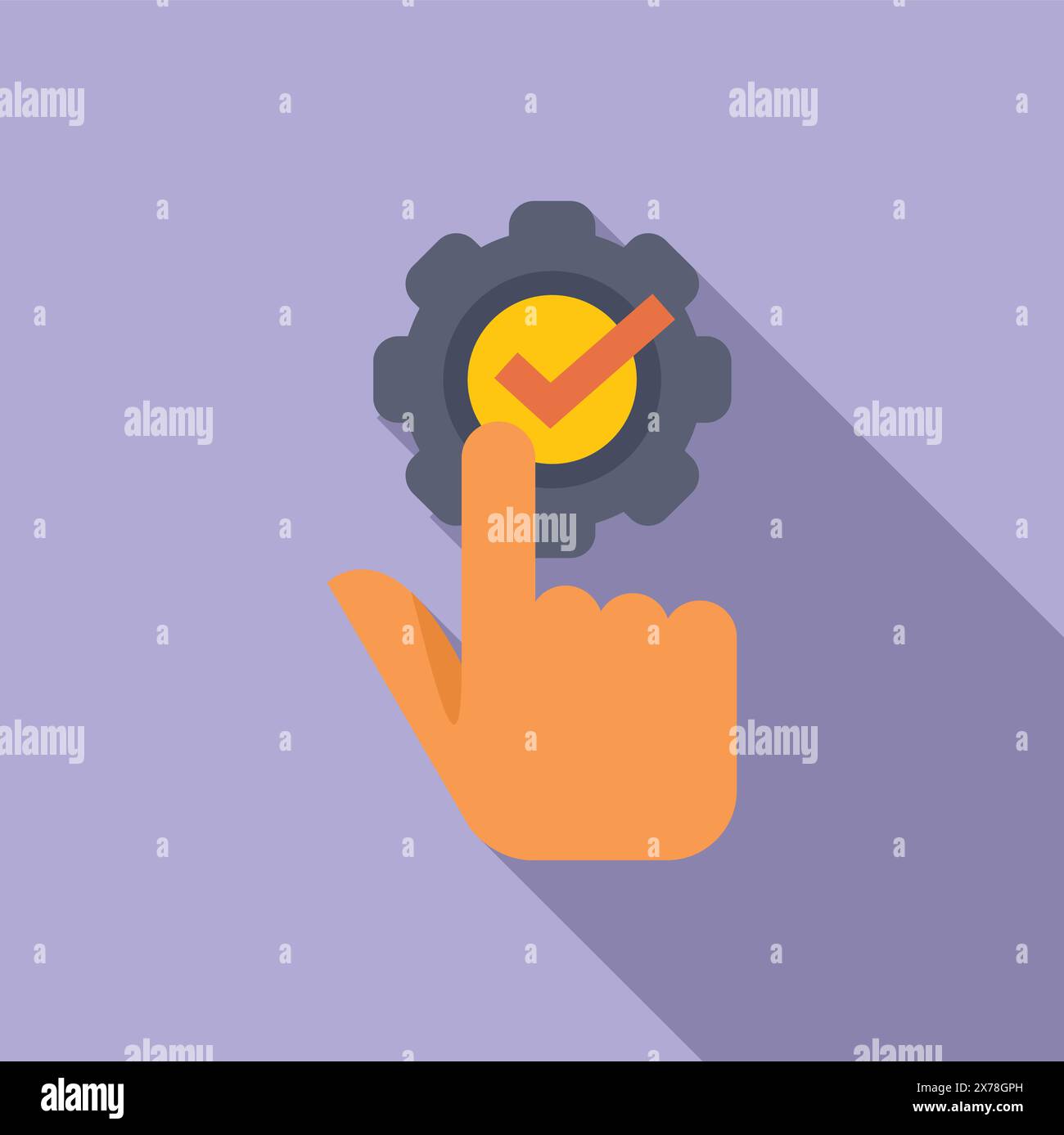Graphic of hand touching a gear icon with a tick, representing choice ...
