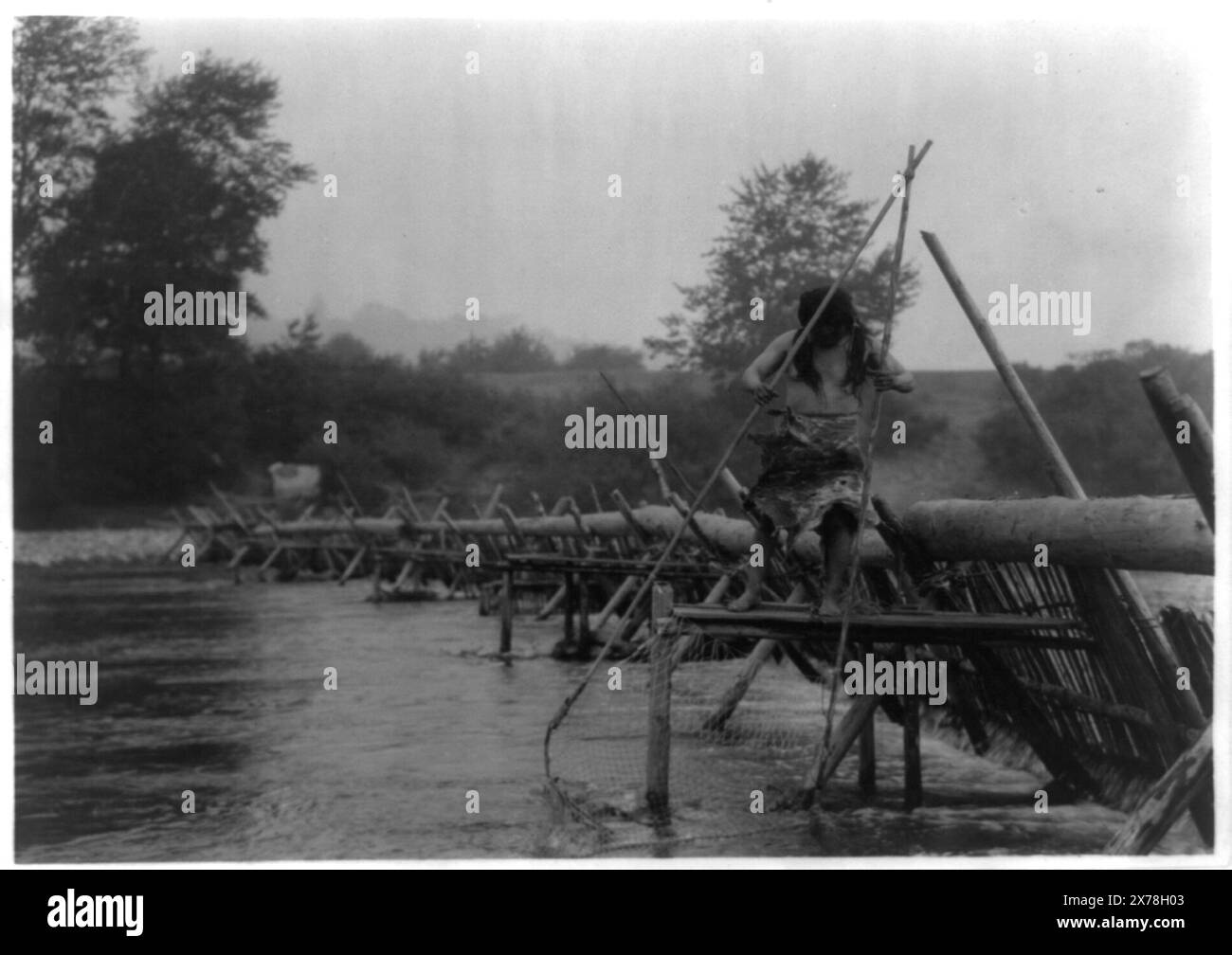 Fish-weir across Trinity River Hupa, Edward S. Curtis Collection ...