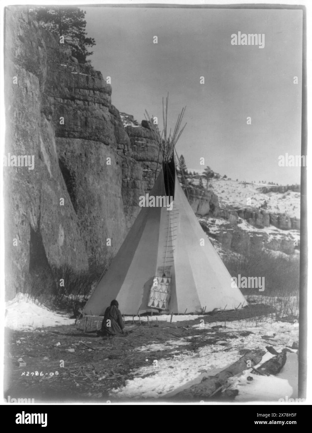 Hide stretching Apsaroke, Curtis no. 2786-08., Forms part of: Edward S ...