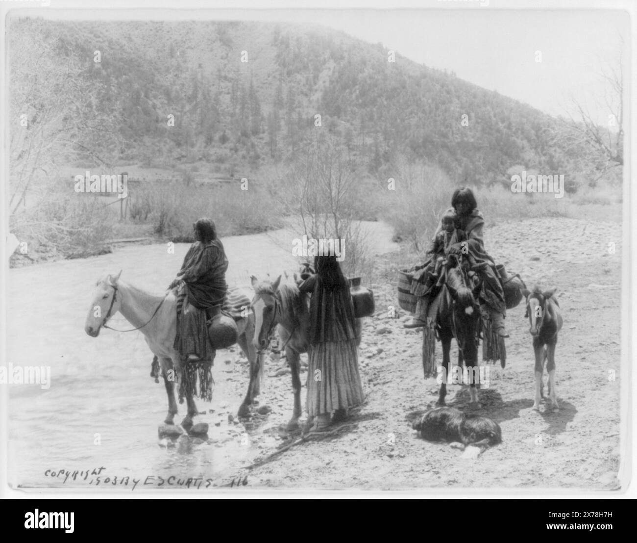 At the ford, Title from item., Curtis no. 116., E.S. Curtis., Forms ...