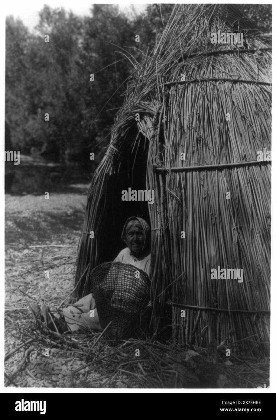 Construction of a tule shelter lake Pomo, Edward S. Curtis Collection ...