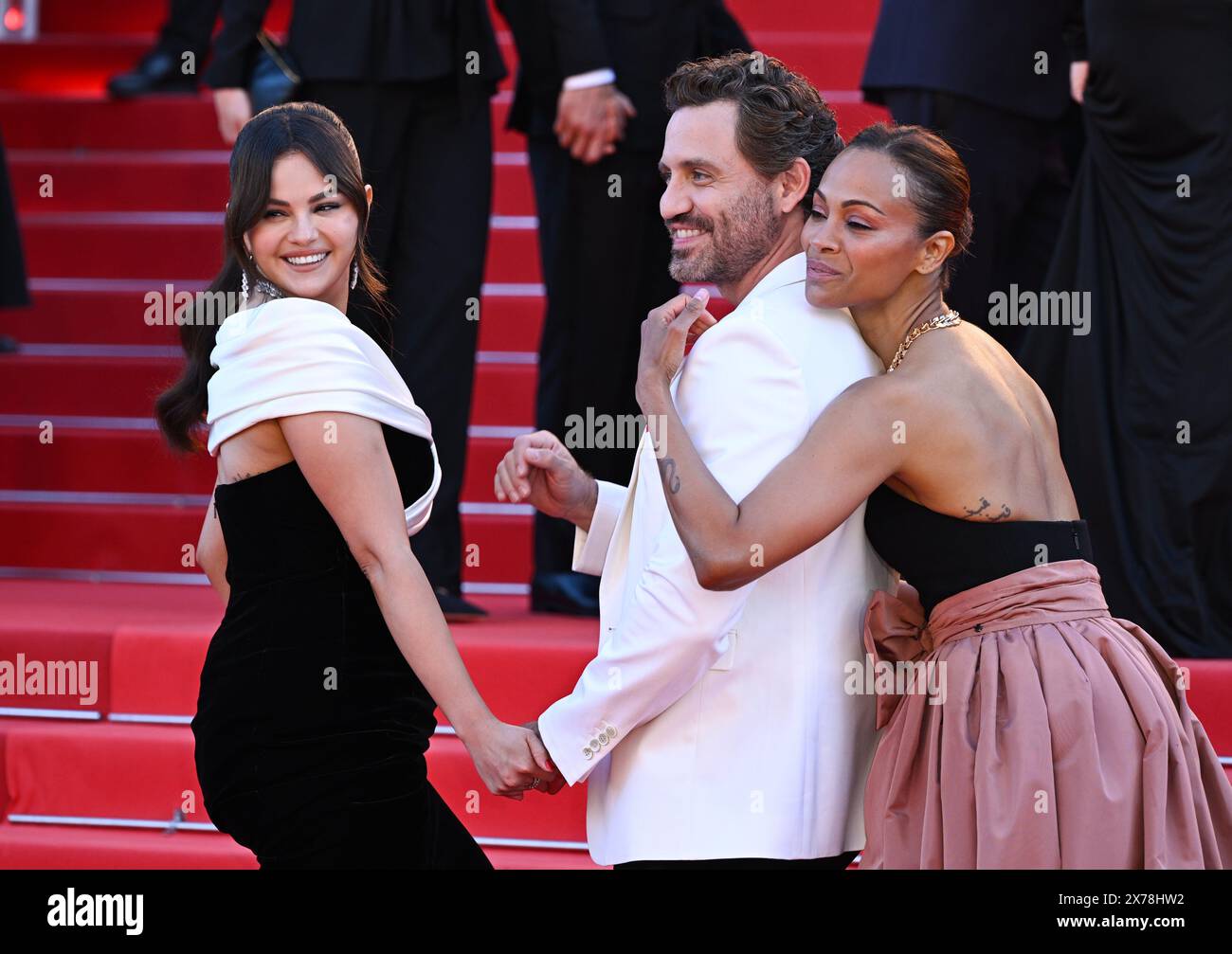 Cannes, France. May 18th, 2024. Selena Gomez, dgar Ram’rez and Zoe Saldana arriving at the ...