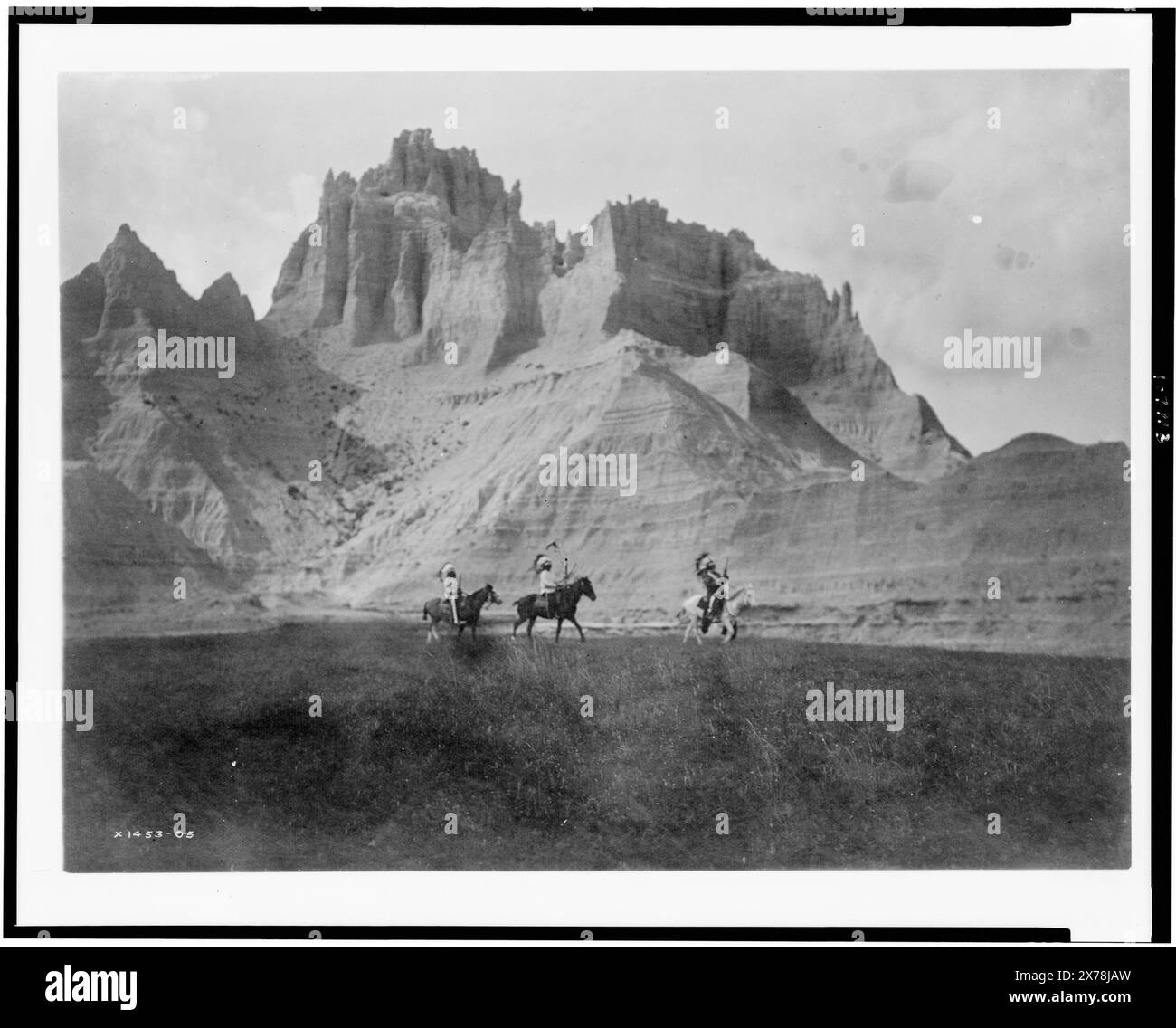 Entering the Bad Lands. Three Sioux Indians on horseback, Edward S ...