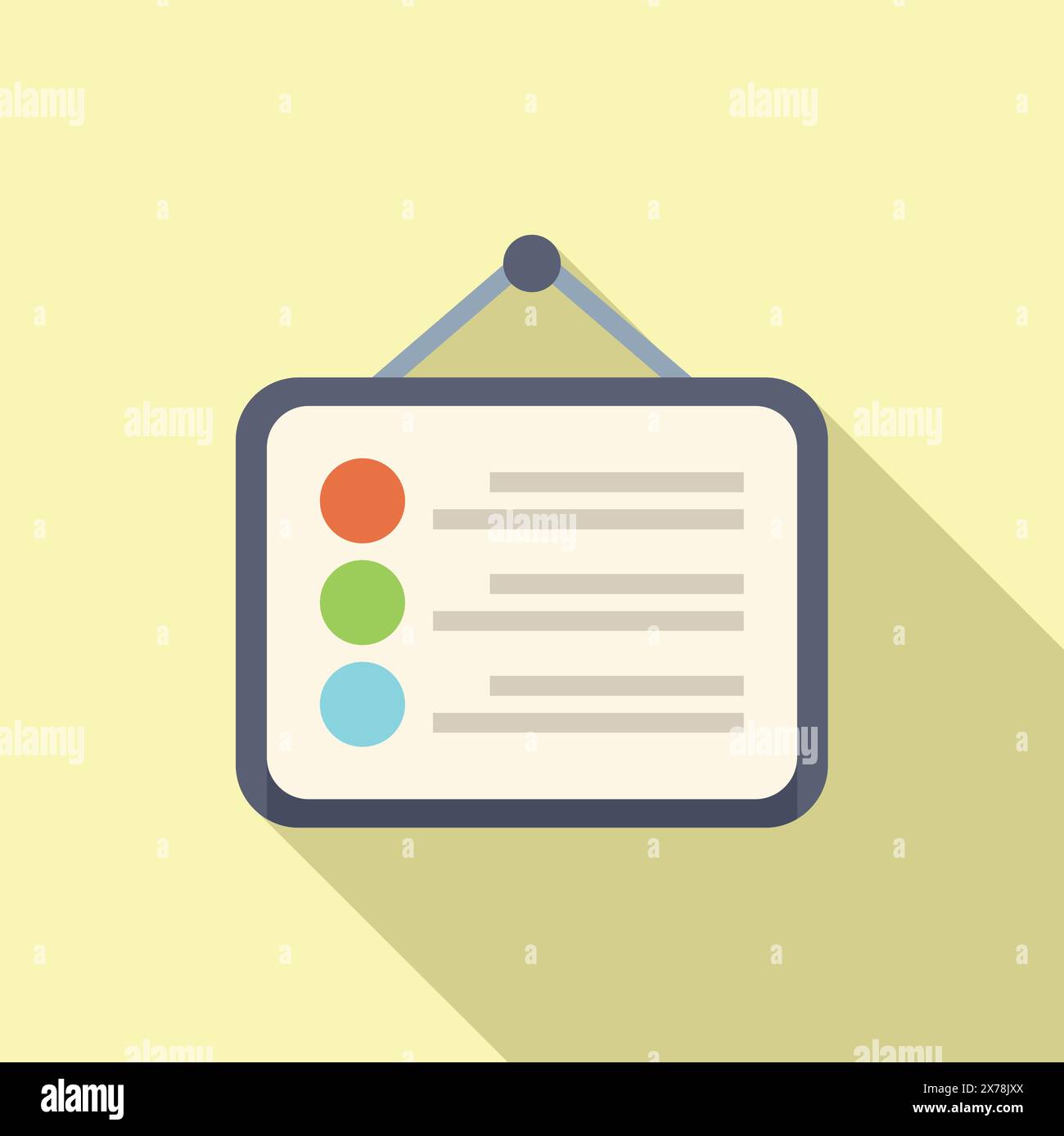 Modern flat design vector graphic of a noticeboard with shadows on a ...