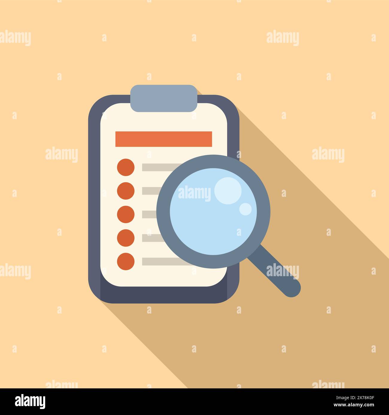 Vector flat design inspection checklist concept icon with magnifying ...