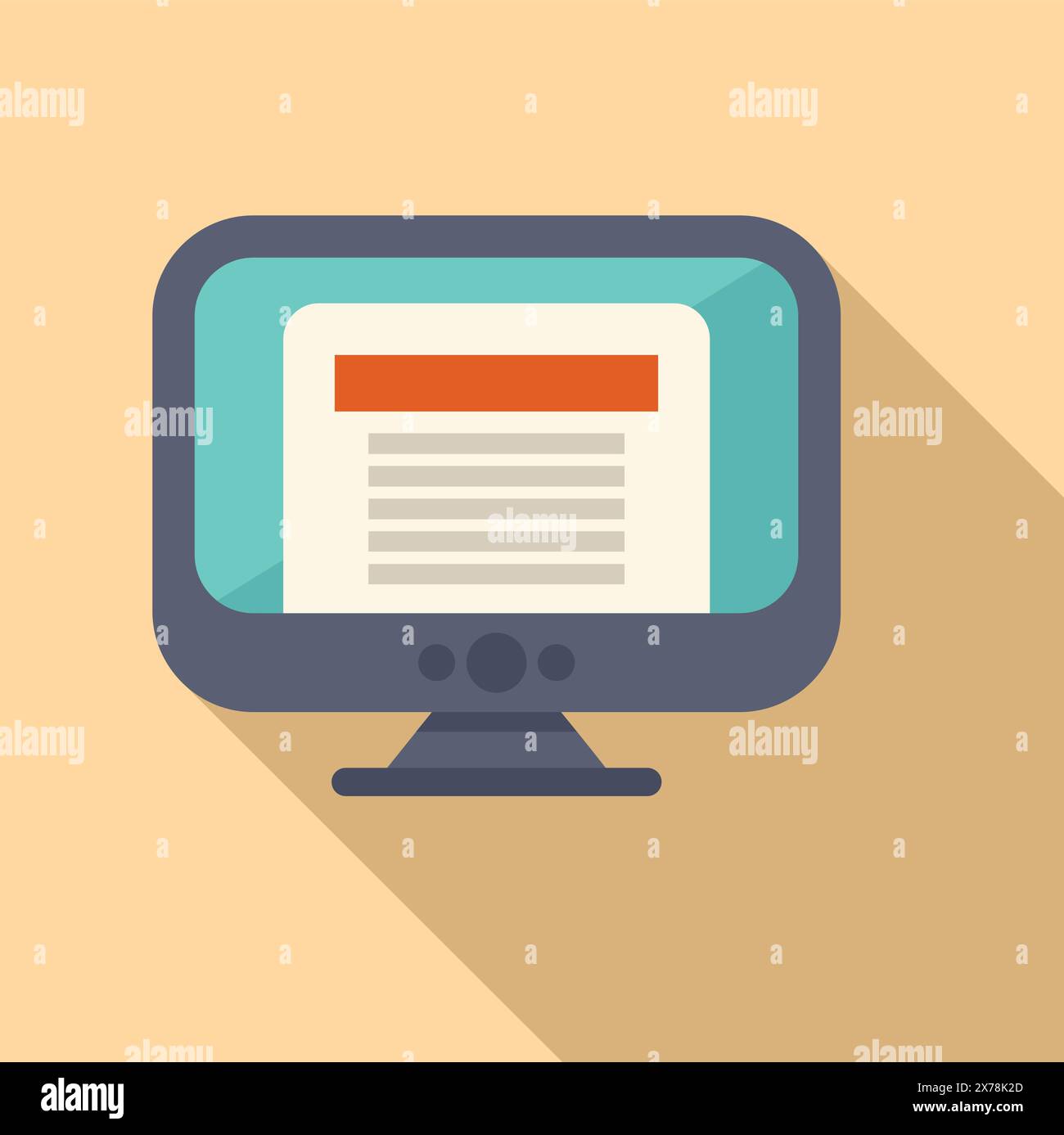 Minimalist vector illustration of a desktop computer with a stylized ...