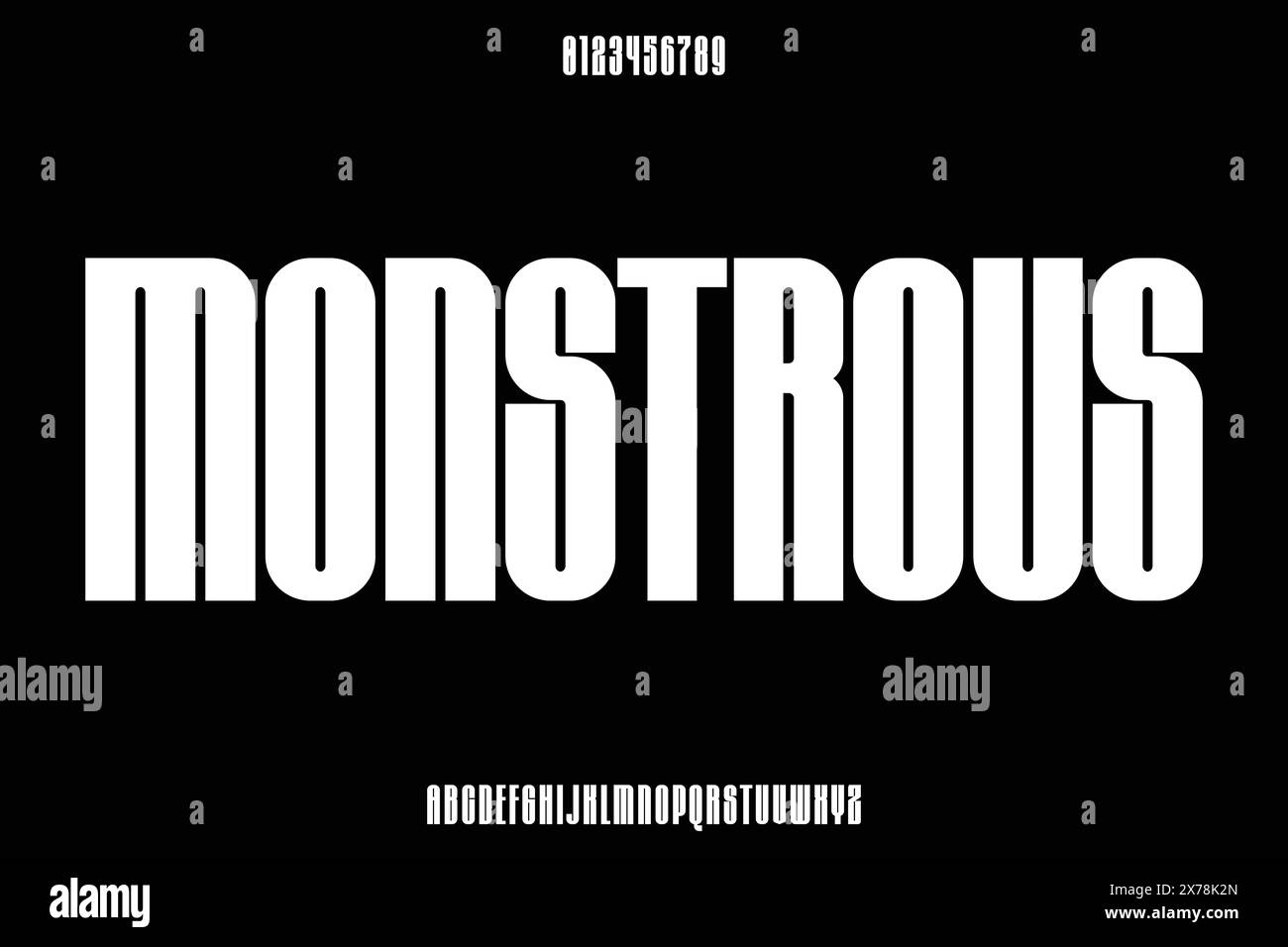 Modern strong condensed alphabet display font vector. Monstrous bold ...