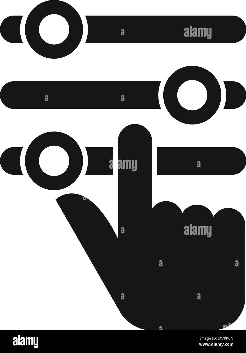 Black and white vector icon depicting a hand selecting an option on a ...