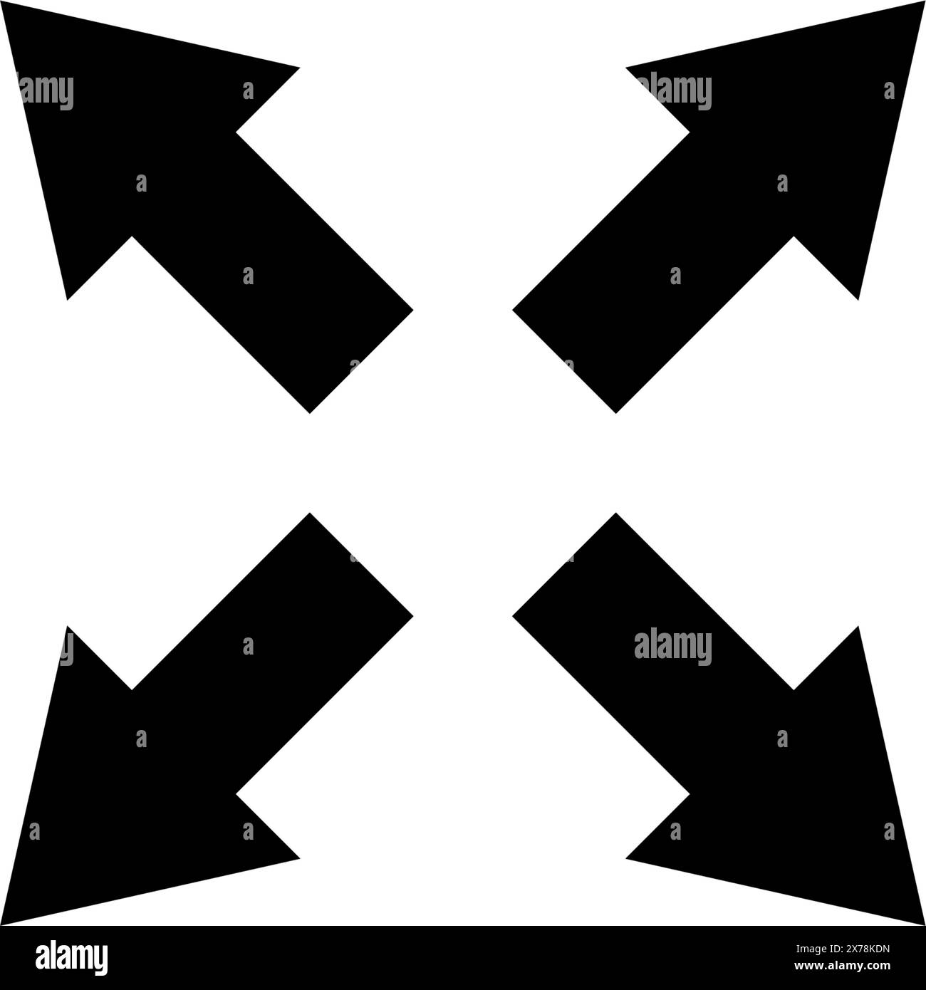 Simple black arrows pointing in four different directions, creating a ...