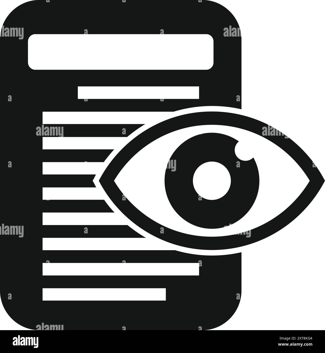 Bold graphic icon illustrating privacy policy with an eye symbol on a ...