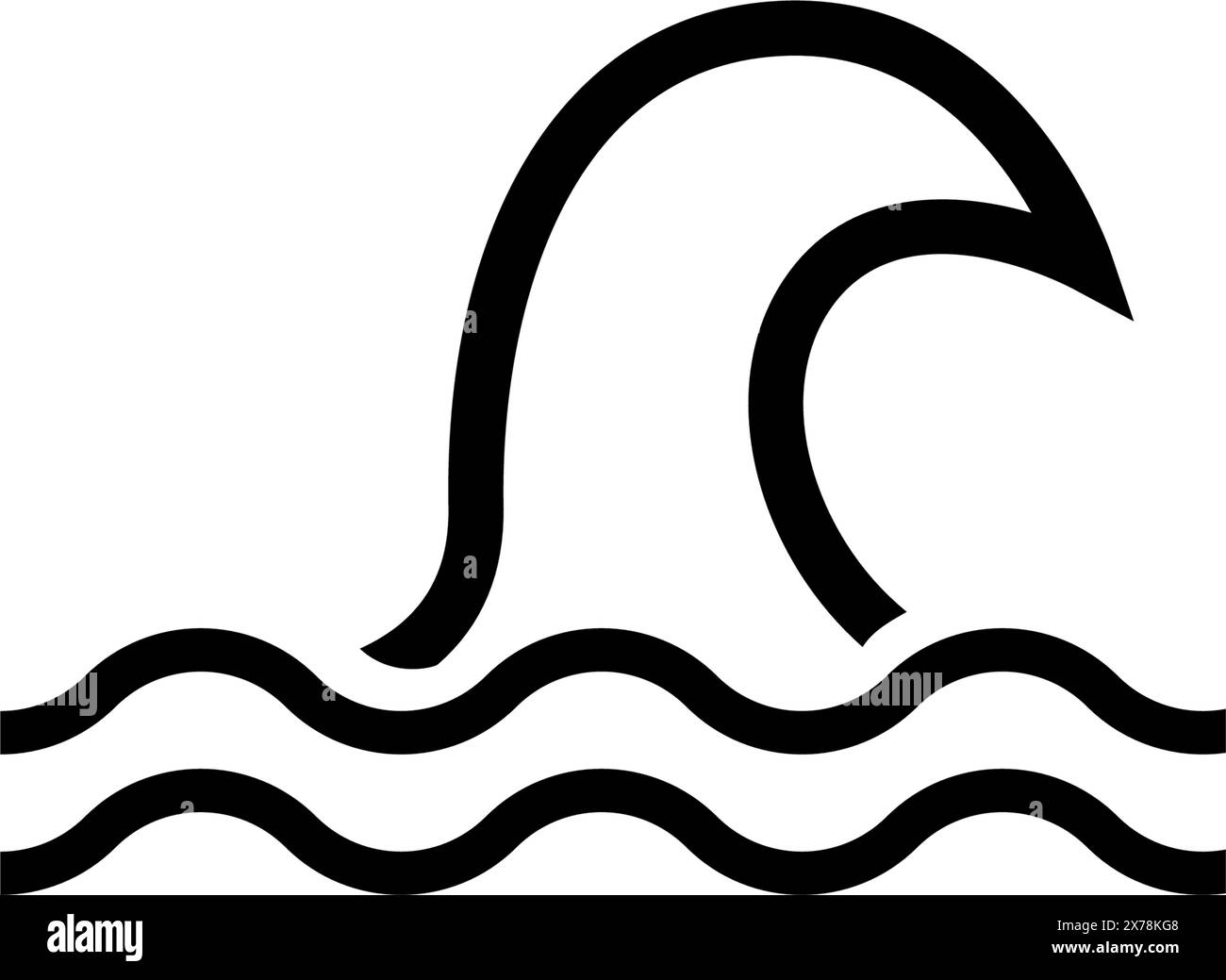 A minimalist, abstract icon depicting a stylized wave or ocean symbol ...