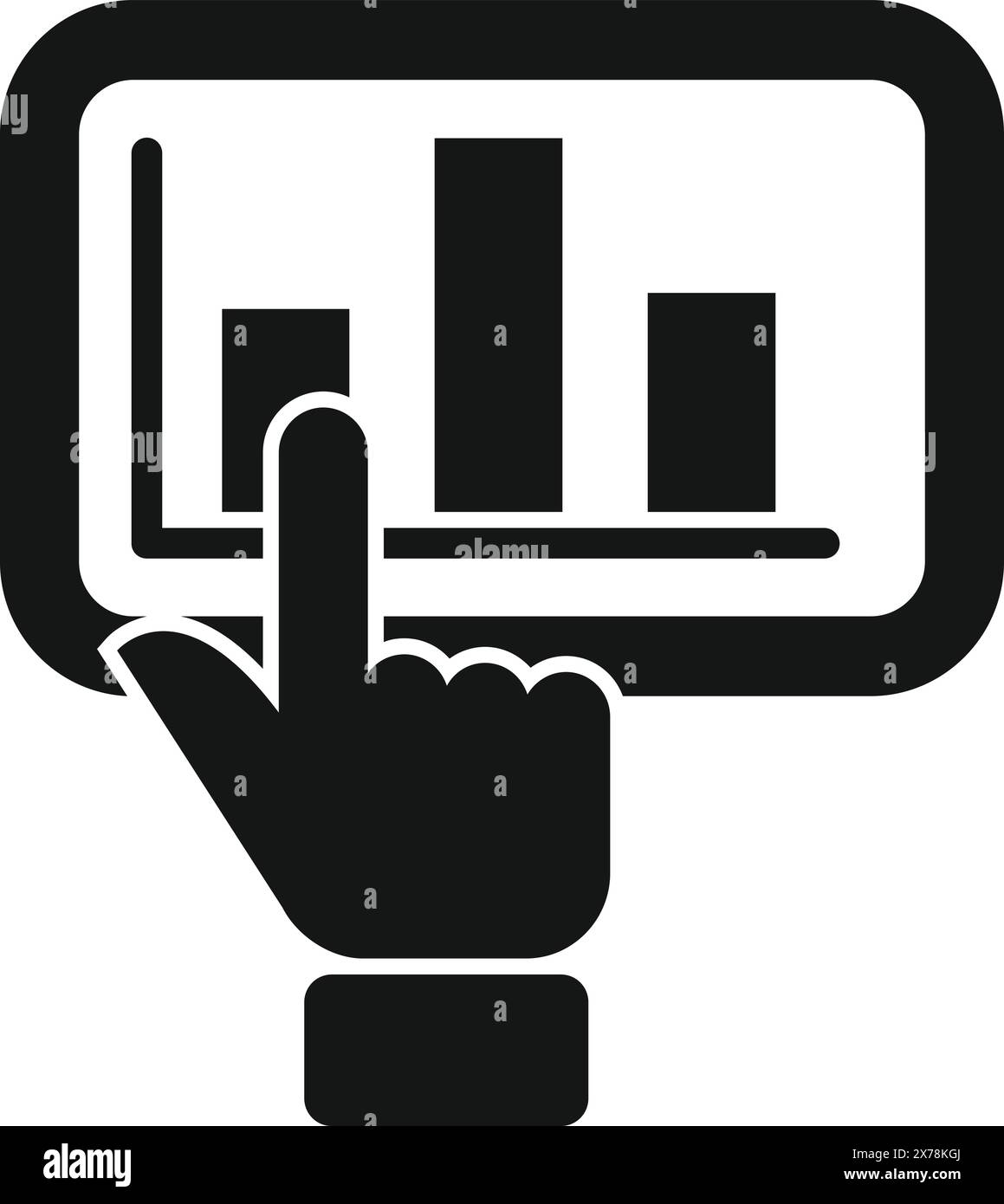 Modern touchscreen analytics icon for business statistics. Data ...