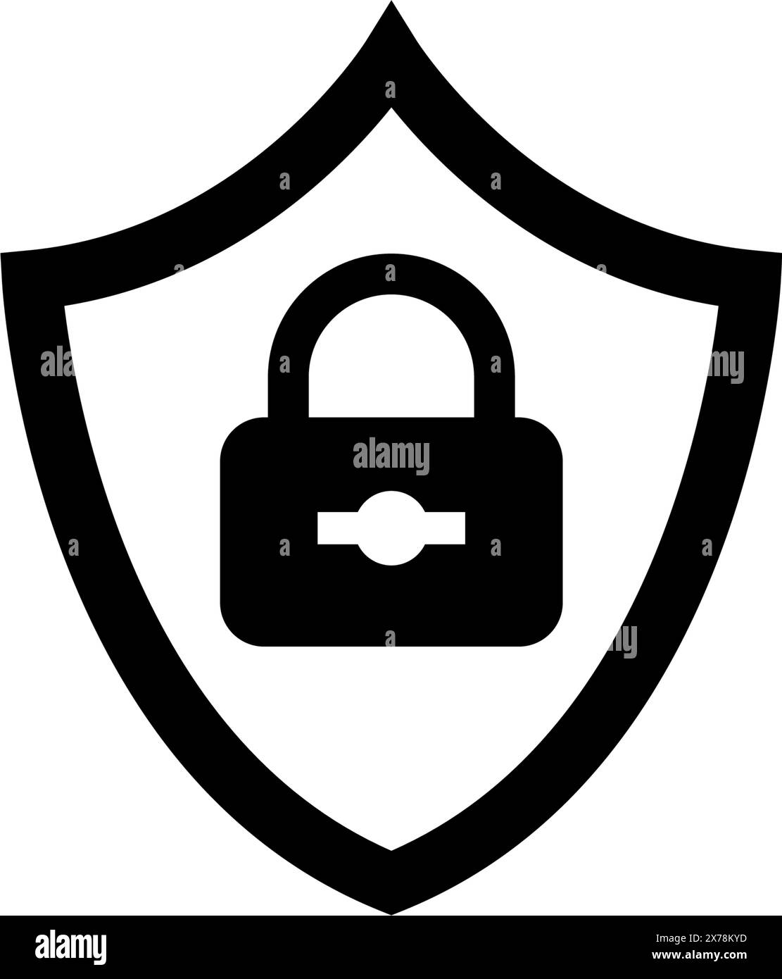 A minimalist black and white icon depicting a shield-shaped symbol with ... A minimalist black and white icon depicting a shield-shaped symbol with ...