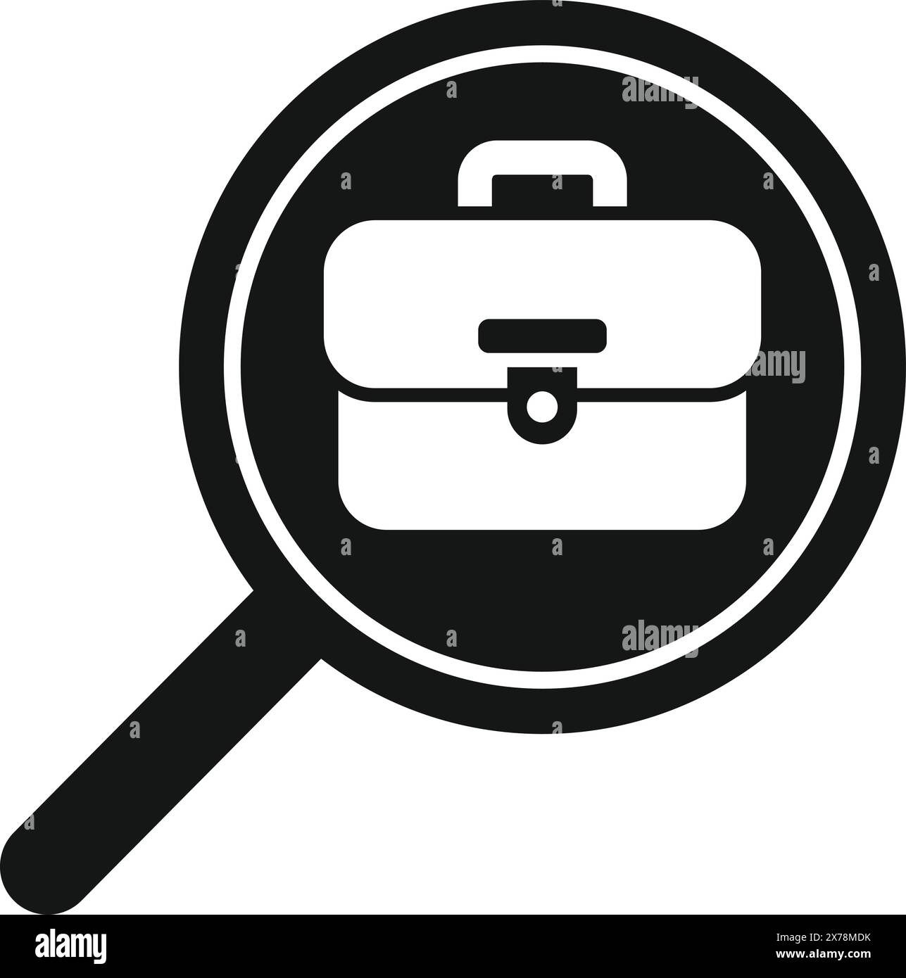 Black and white icon representing a job hunt with a briefcase under ...
