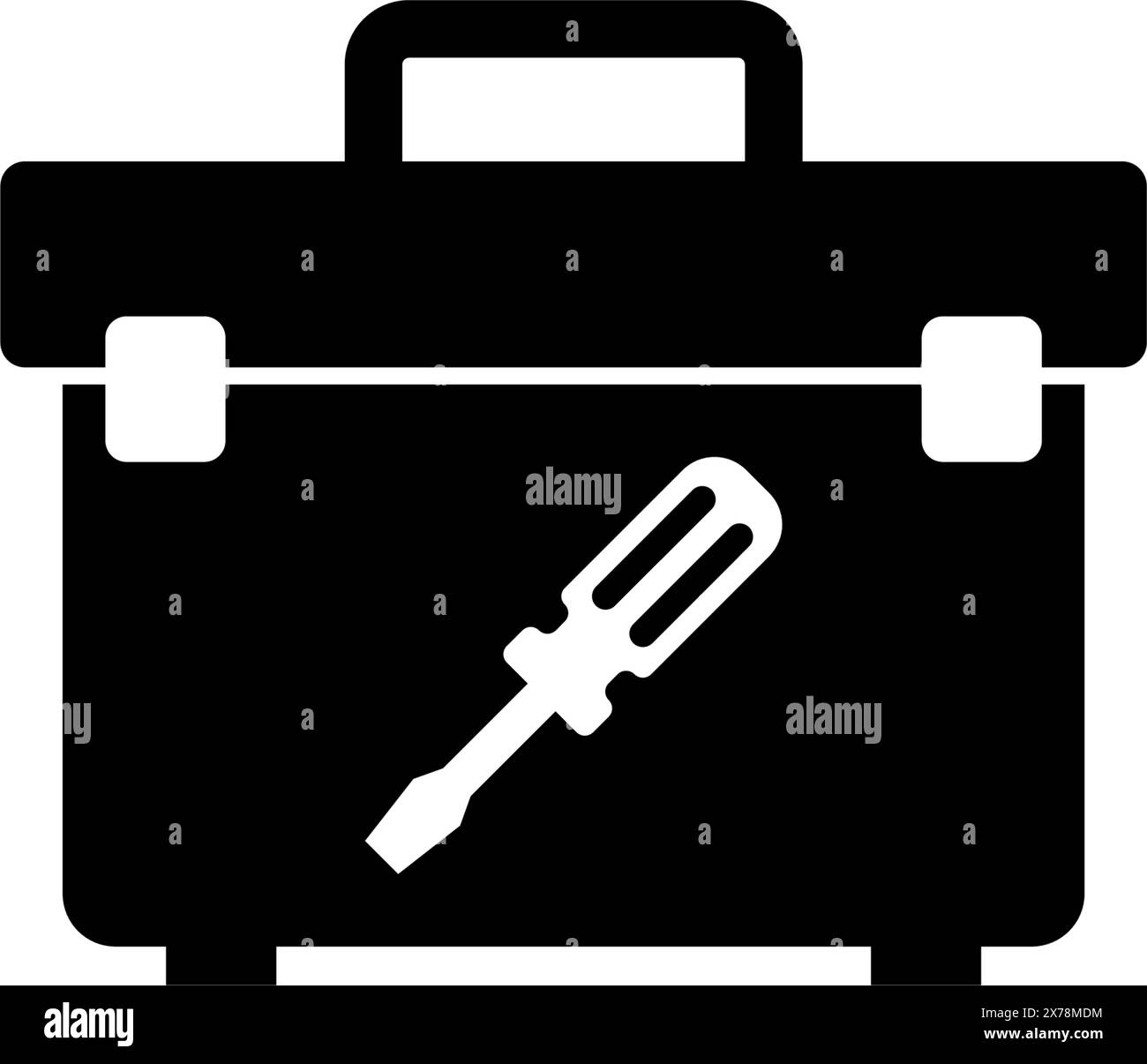 Black and white icon of a toolbox with a screwdriver symbol ...