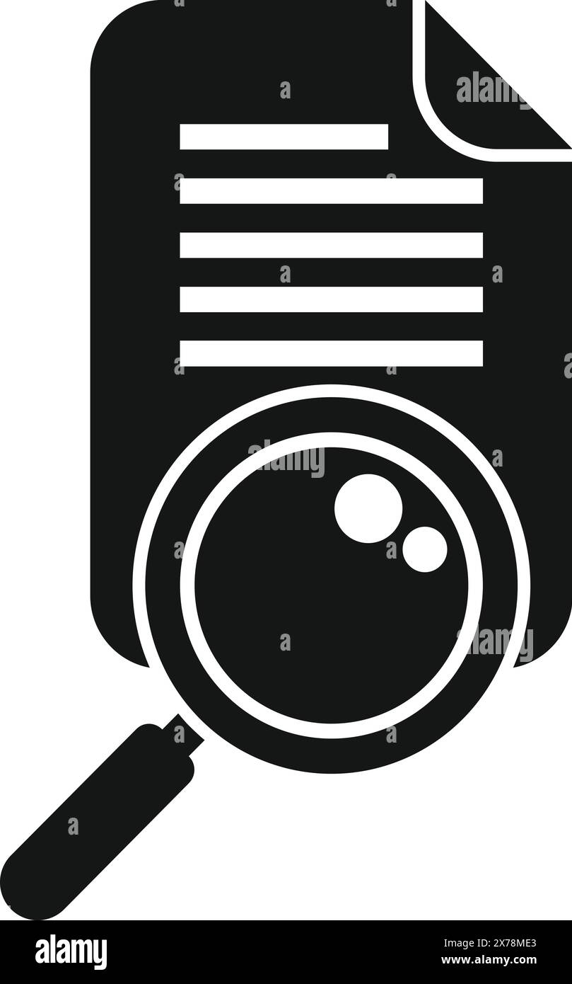 Vector magnifying glass document search icon in black and white for ...