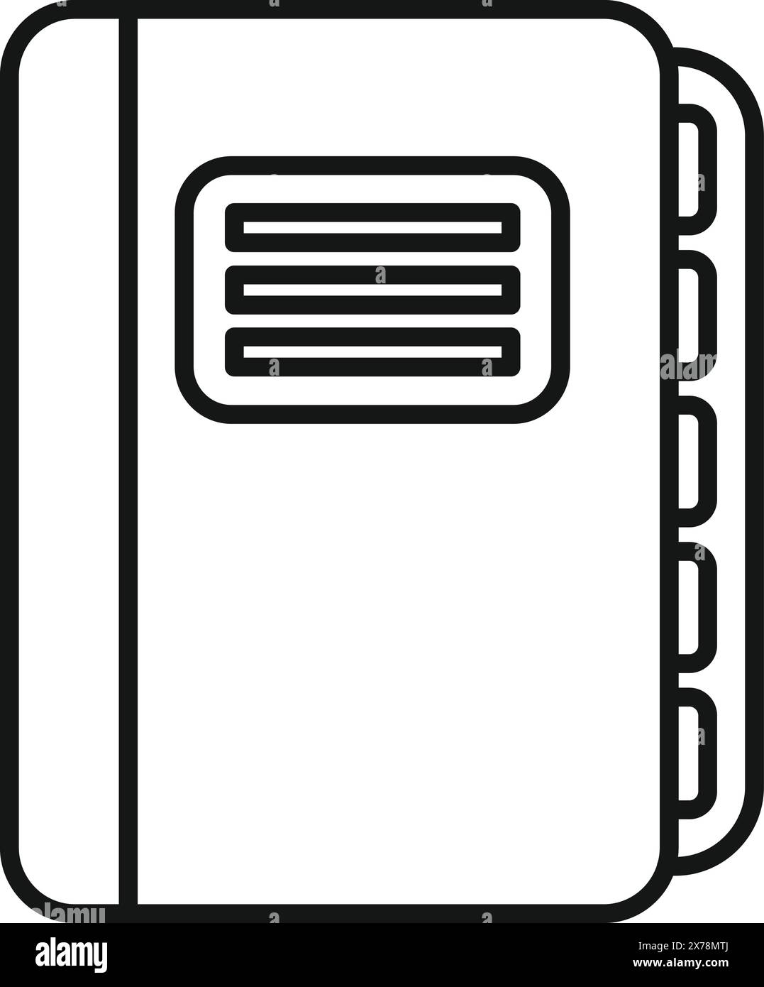 Simple line drawing illustration of a closed notebook, perfect for icon ...