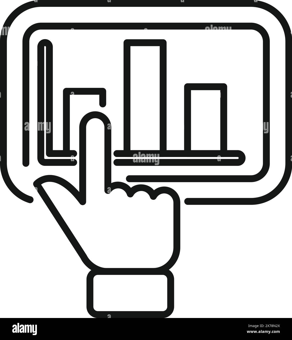 User interface with interactive data selection icon for touchscreen technology on digital screen ...