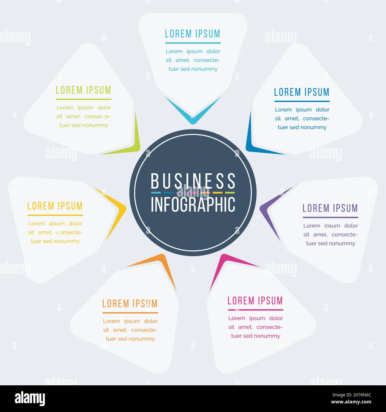 7 Steps Infographic business design 7 objects, elements or options ...