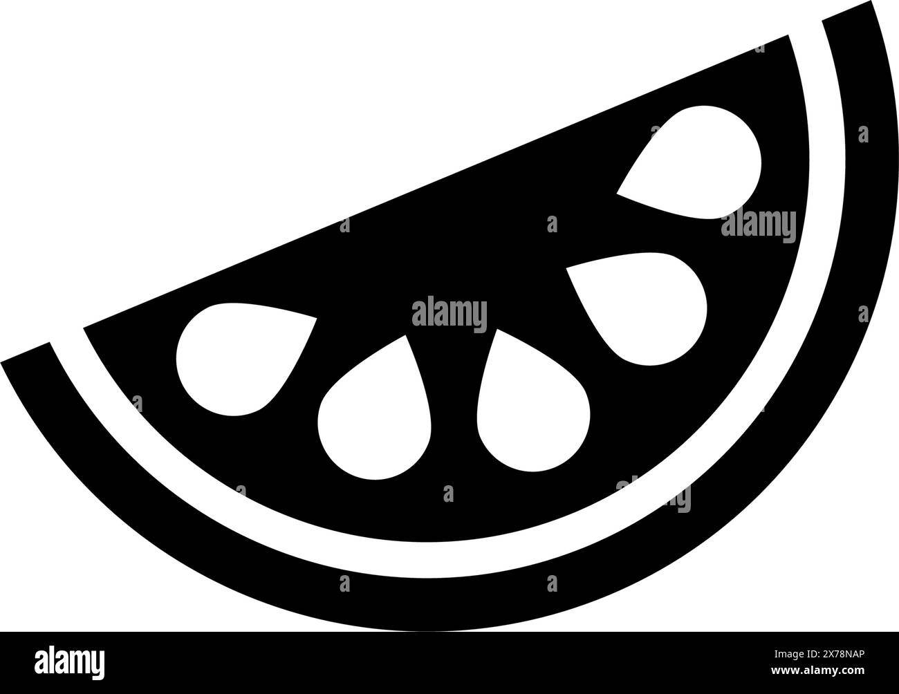 Black and white graphic of a stylized watermelon slice with seeds Stock ...