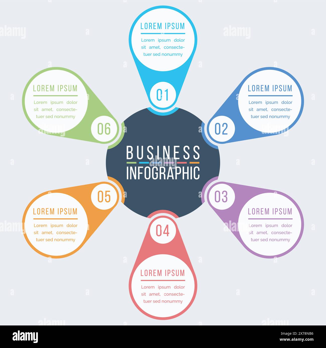 Business infographic design 6 steps, objects, elements or options ...