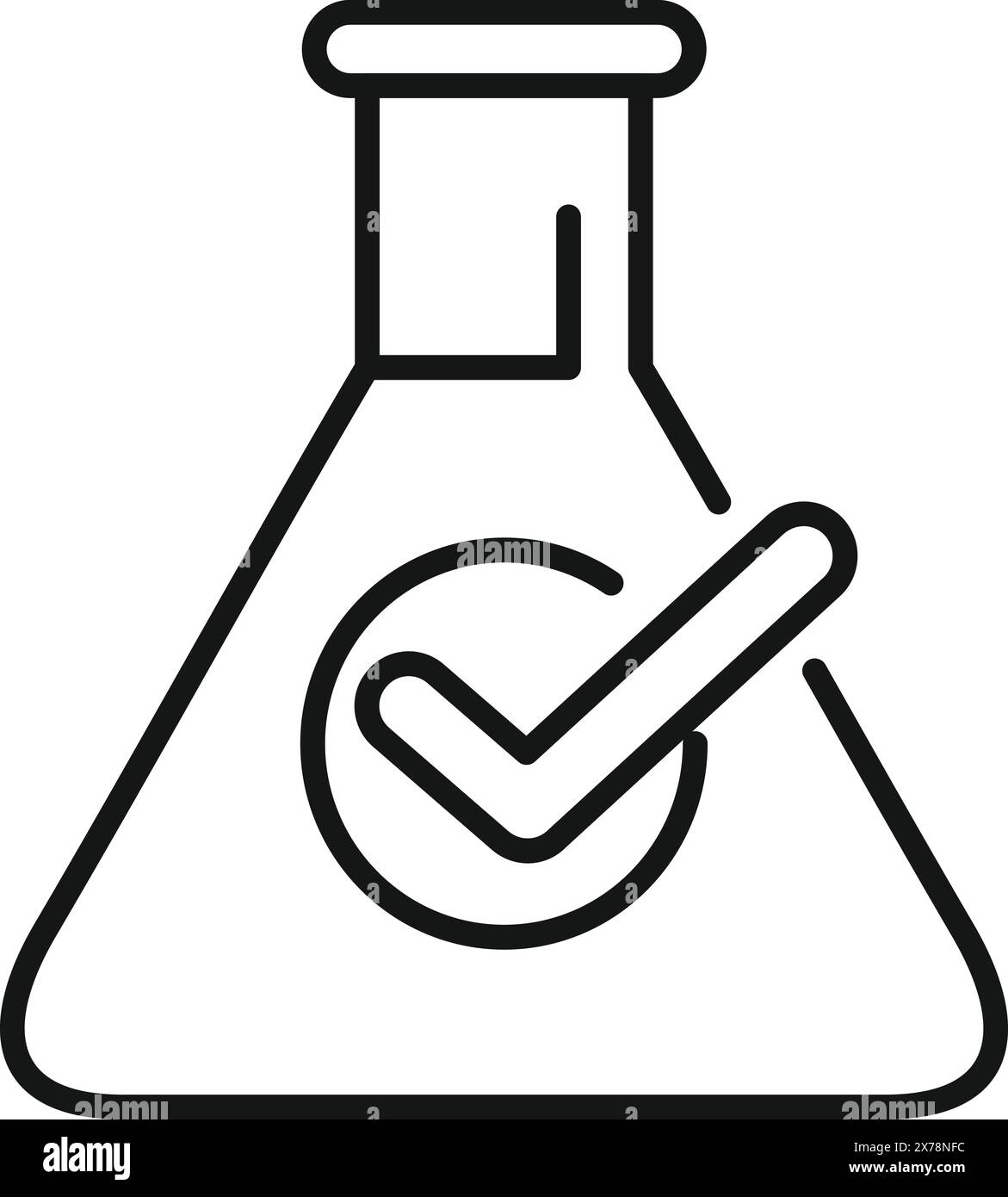 Black outline of a laboratory flask featuring a checkmark, symbolizing ...