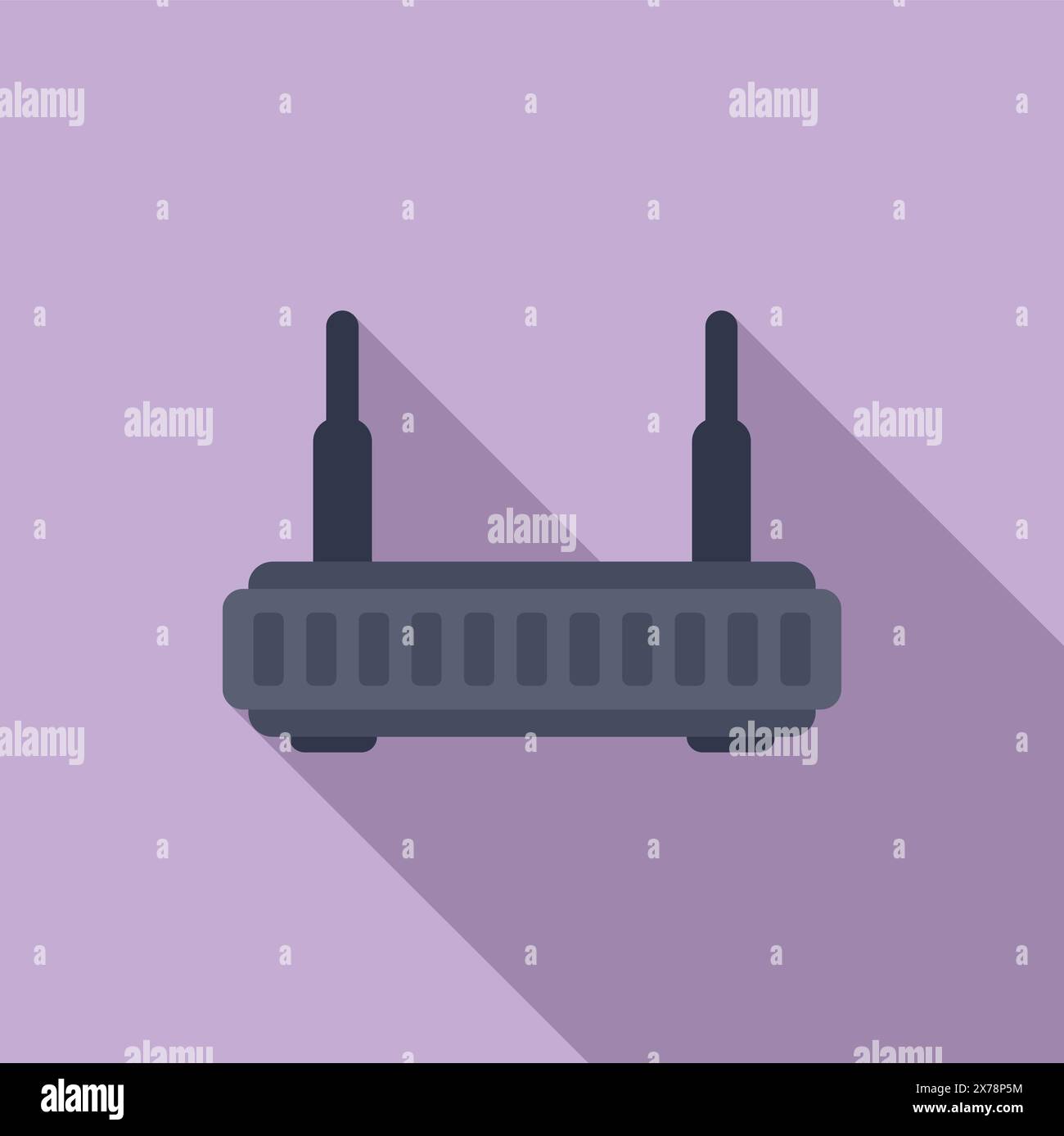 Vector illustration of a wireless router icon in flat design style on a ...