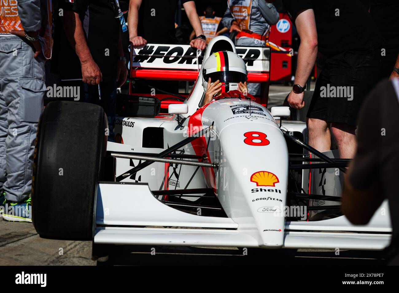 Imola, Italie. 18th May, 2024. VETTEL Sebastian, driving the Mclaren MP4/8 in tribute to Ayrton ...