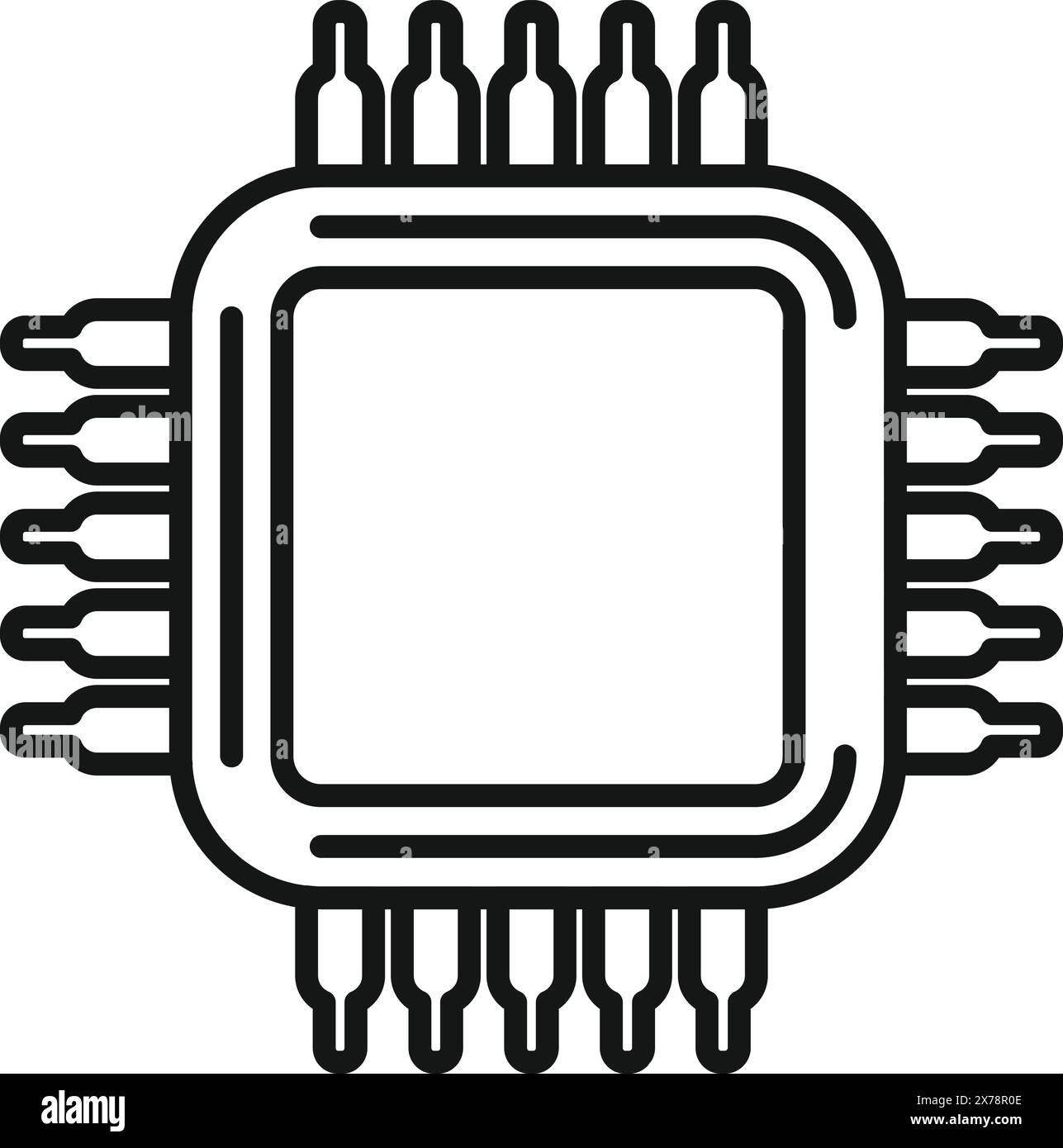 Black and white line art of a cpu icon, representing computer hardware ...