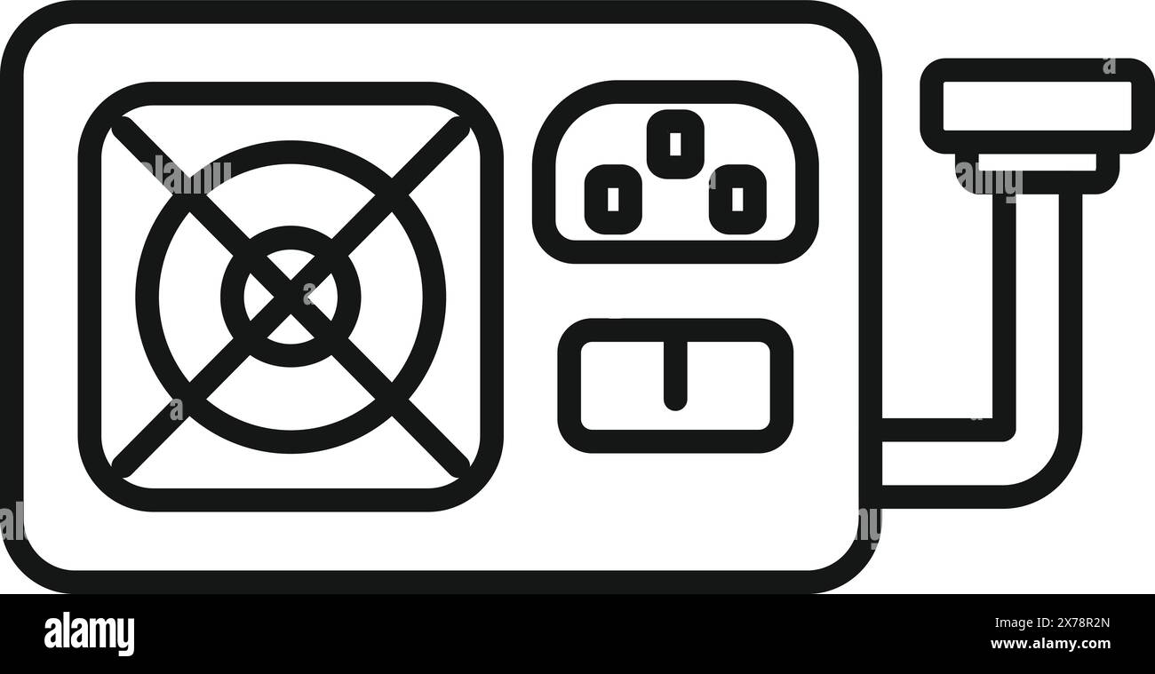 Black and white vector image of a computer psu with power socket and ...