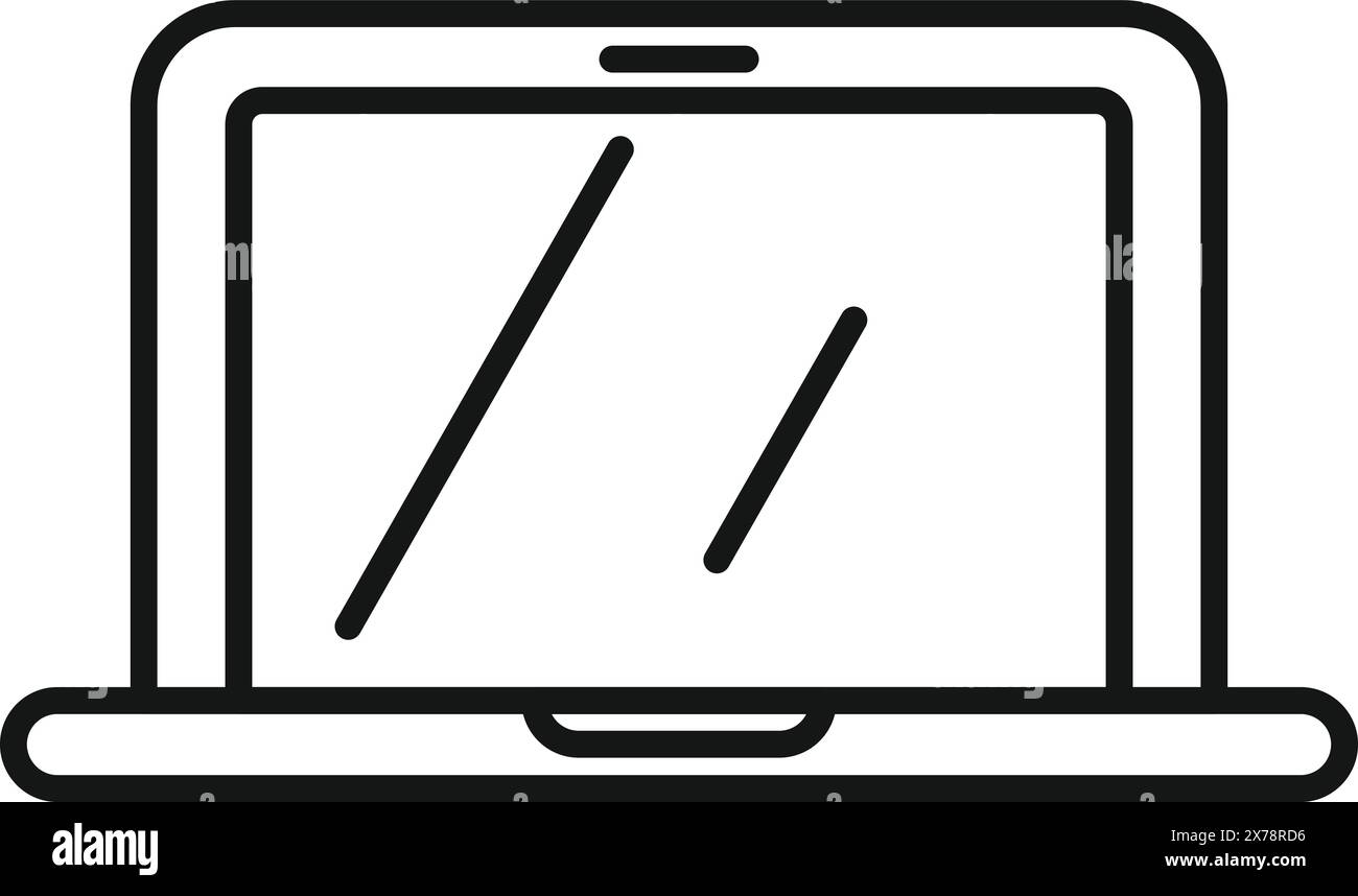 Simplified outline vector illustration of a modern laptop, perfect for ...