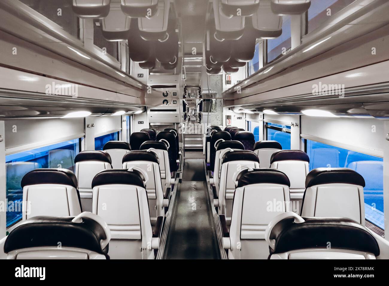 Nice, France - 23 July 2023: Inside the SNCF train, type TER, without ...
