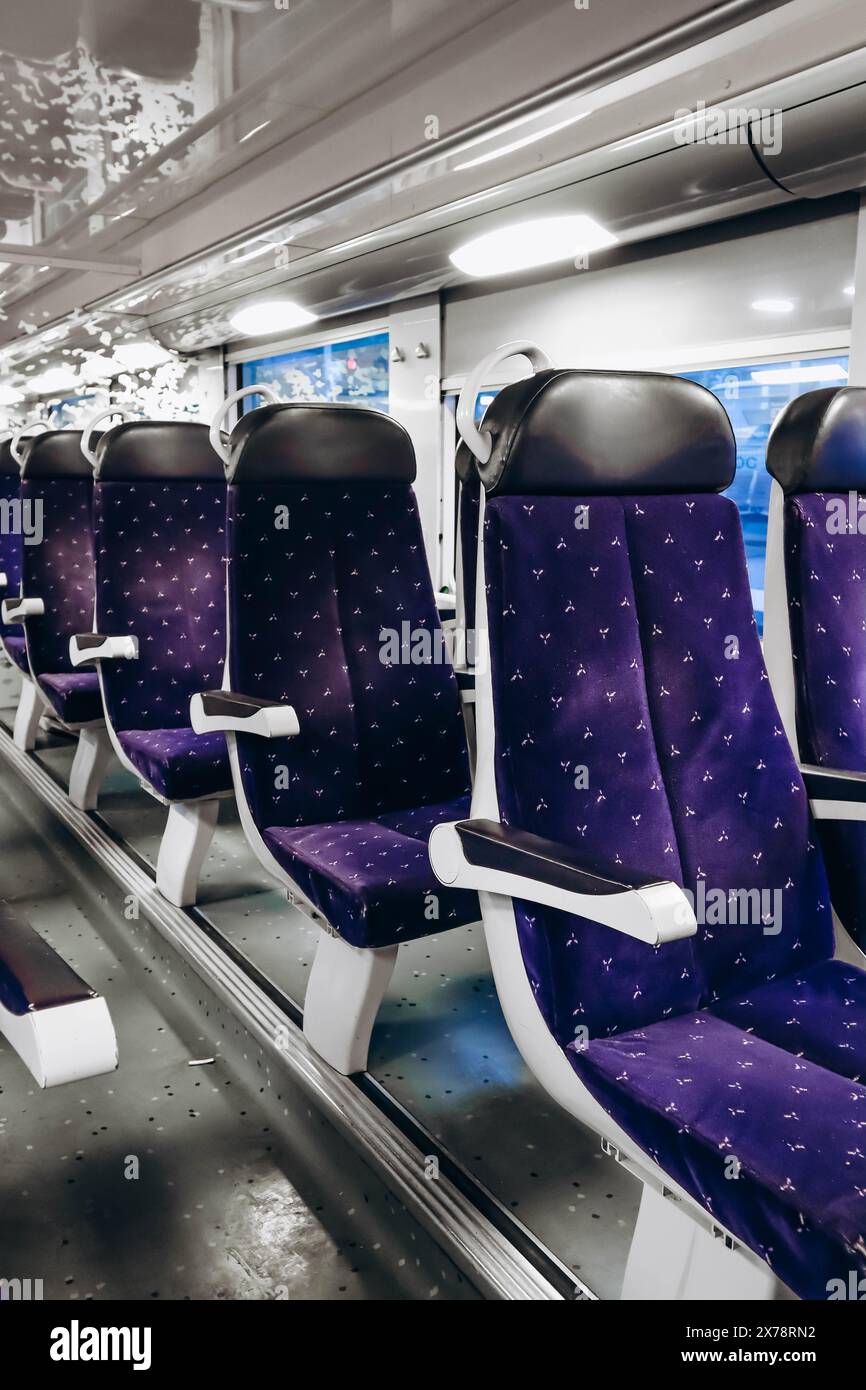 Nice, France - 23 July 2023: Inside the SNCF train, type TER, without ...