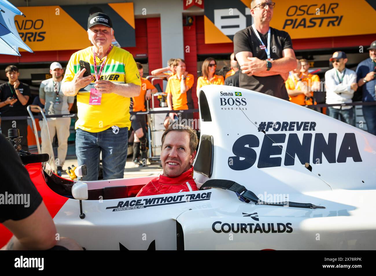 VETTEL Sebastian, driving the Mclaren MP4/8 in tribute to Ayrton Senna ...