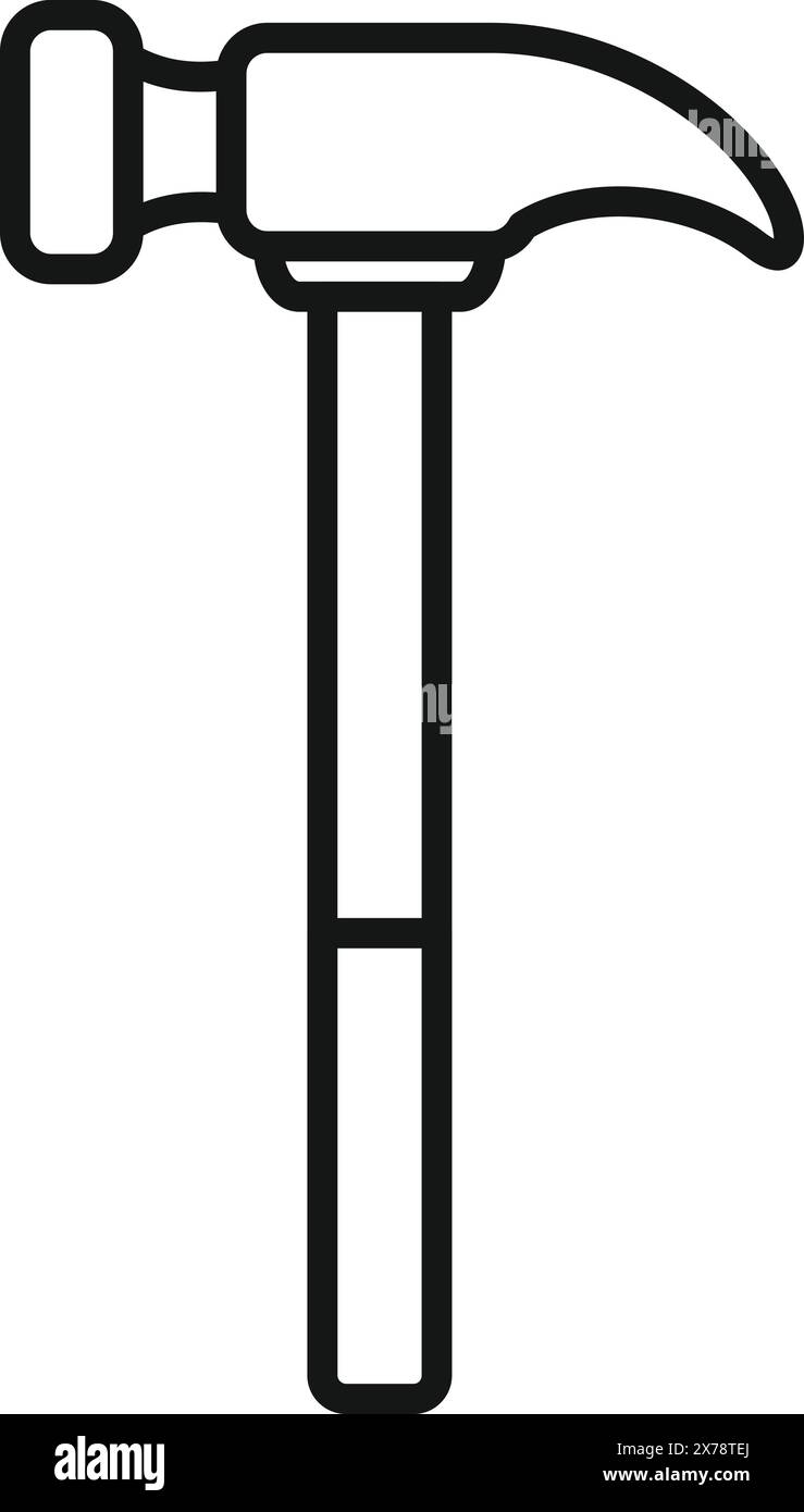 Black and white line art of a single claw hammer, a tool icon Stock ...