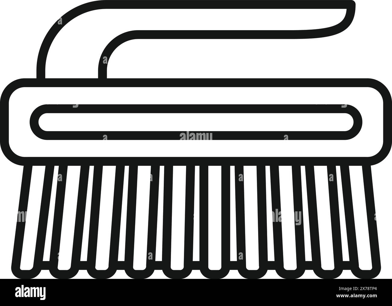 Simple black and white outline drawing of a scrub brush, suitable for ...